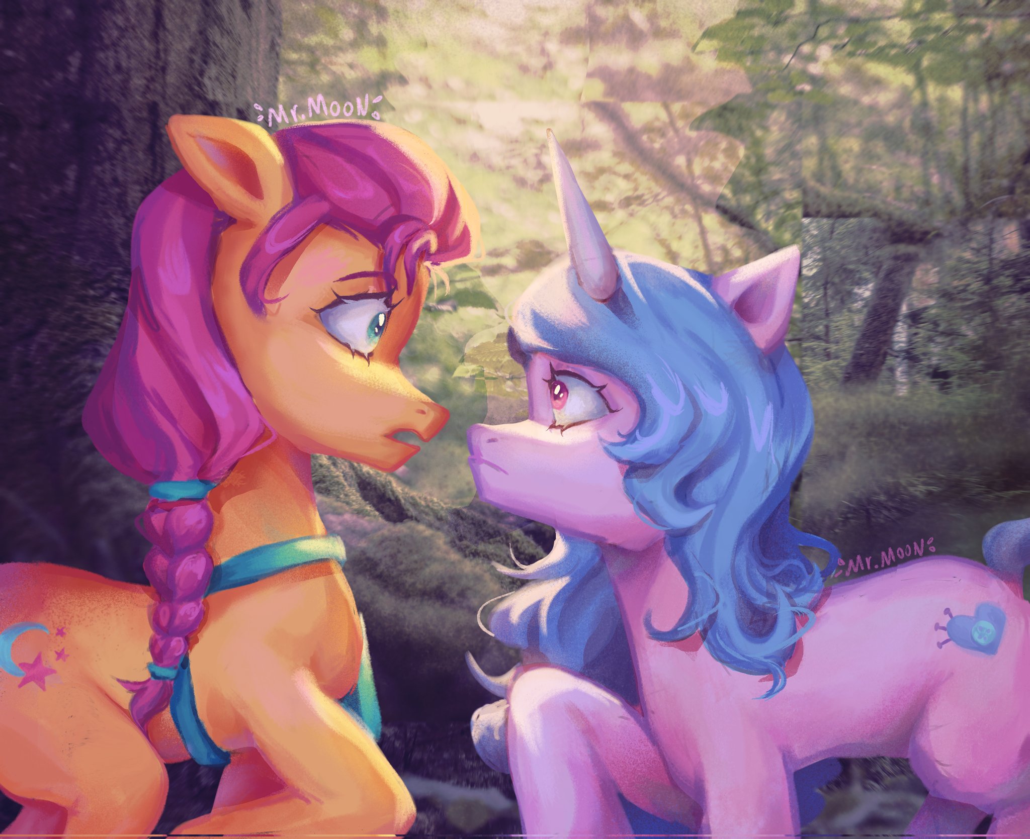 #3587544 - safe, artist:mr.moon, izzy moonbow, sunny starscout, earth pony, pony, unicorn, g5 ...