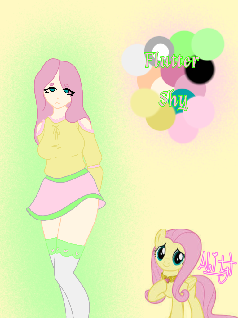 #3588057 - safe, artist:abitgt, fluttershy, human, pegasus, pony, g4, breasts, clothes, cute ...