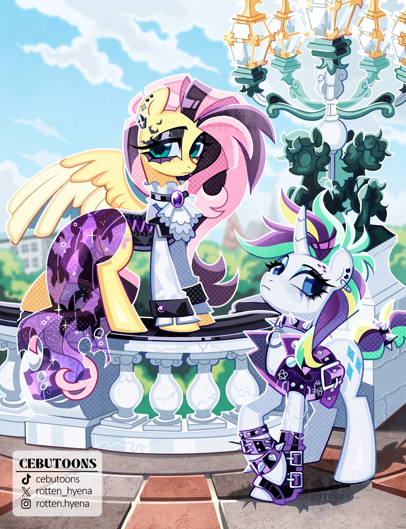 #3588596 - safe, artist:rotten_hyena, fluttershy, rarity, pegasus, pony ...