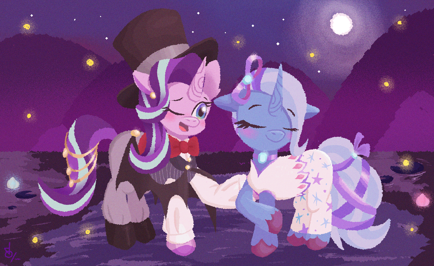 #3588662 - safe, artist:retrofall, starlight glimmer, trixie, firefly ...