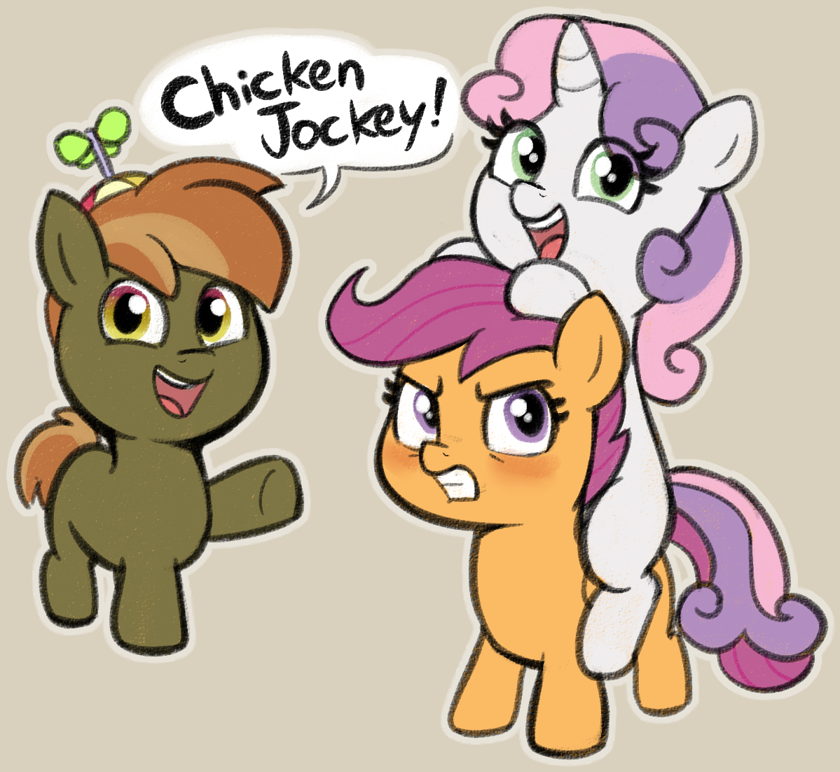 #3588898 - safe, artist:heretichesh, button mash, scootaloo, sweetie ...