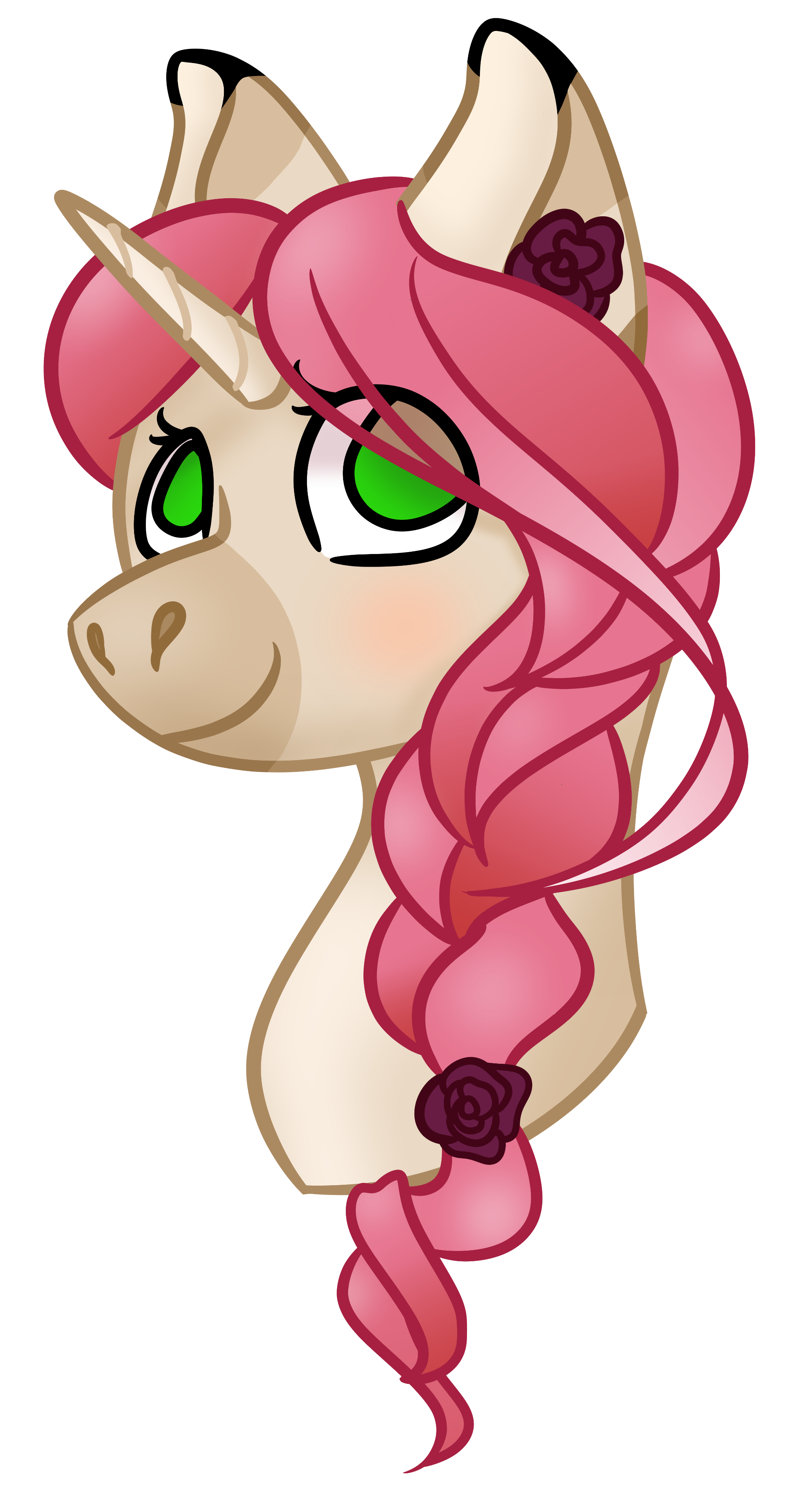 #3589054 - safe, artist:crescentcaribou, oc, oc only, pony, unicorn, beige coat, braid, bust ...