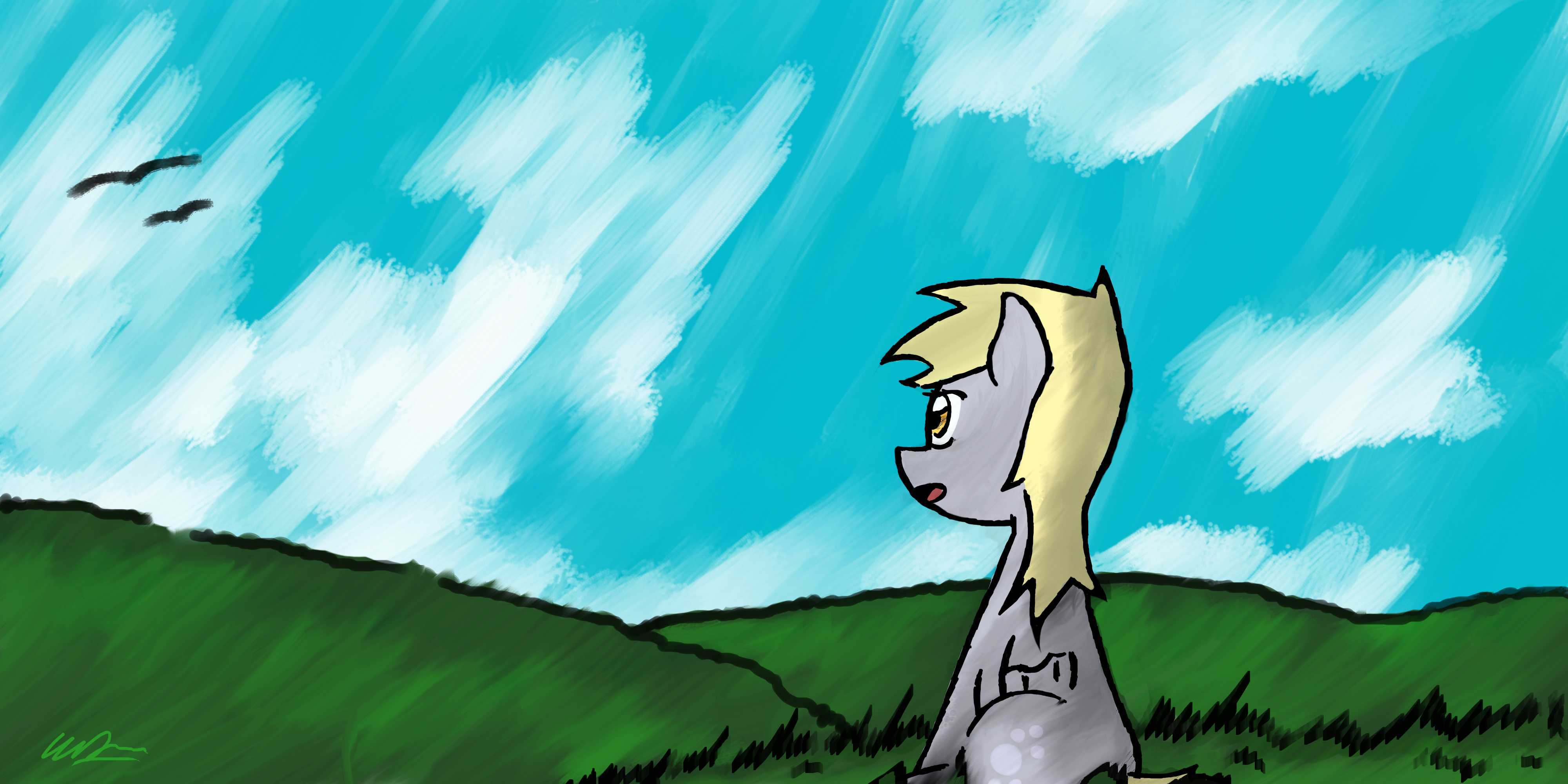 #3589061 - safe, artist:stealingshad3z, derpy hooves, bird, pegasus ...