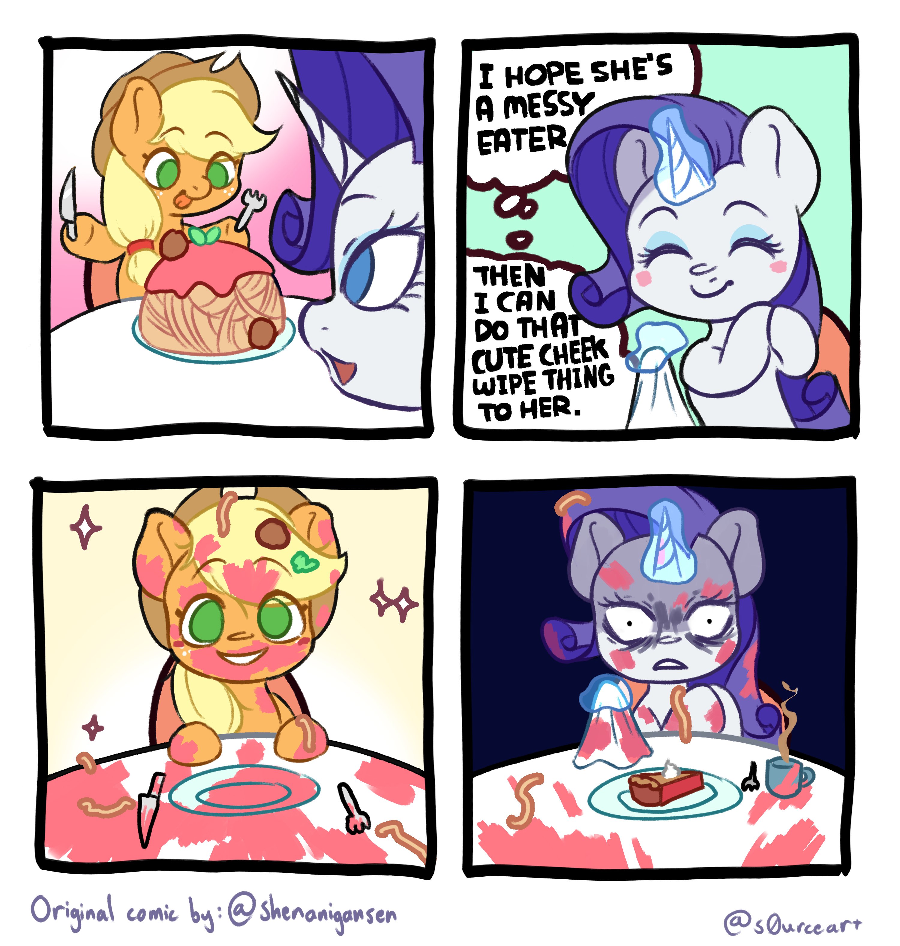 #3589100 - safe, artist:s0urceart, applejack, rarity, earth pony ...