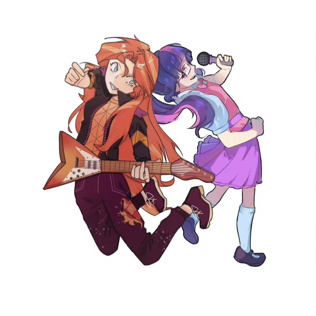 #3589675 - safe, artist:bengbeng, sunset shimmer, twilight sparkle ...