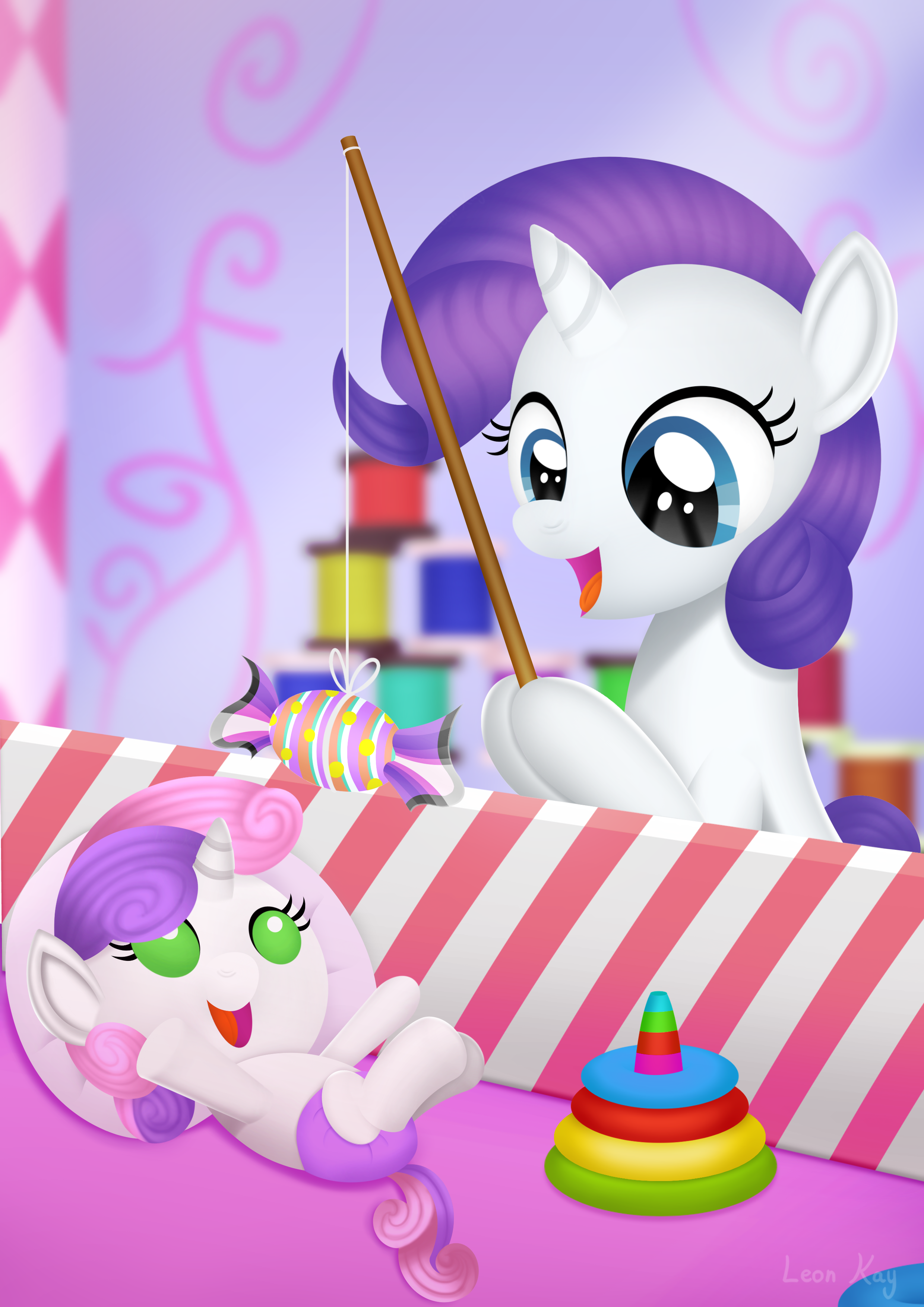 #3589806 - safe, artist:leonkay, rarity, sweetie belle, pony, g4, baby ...