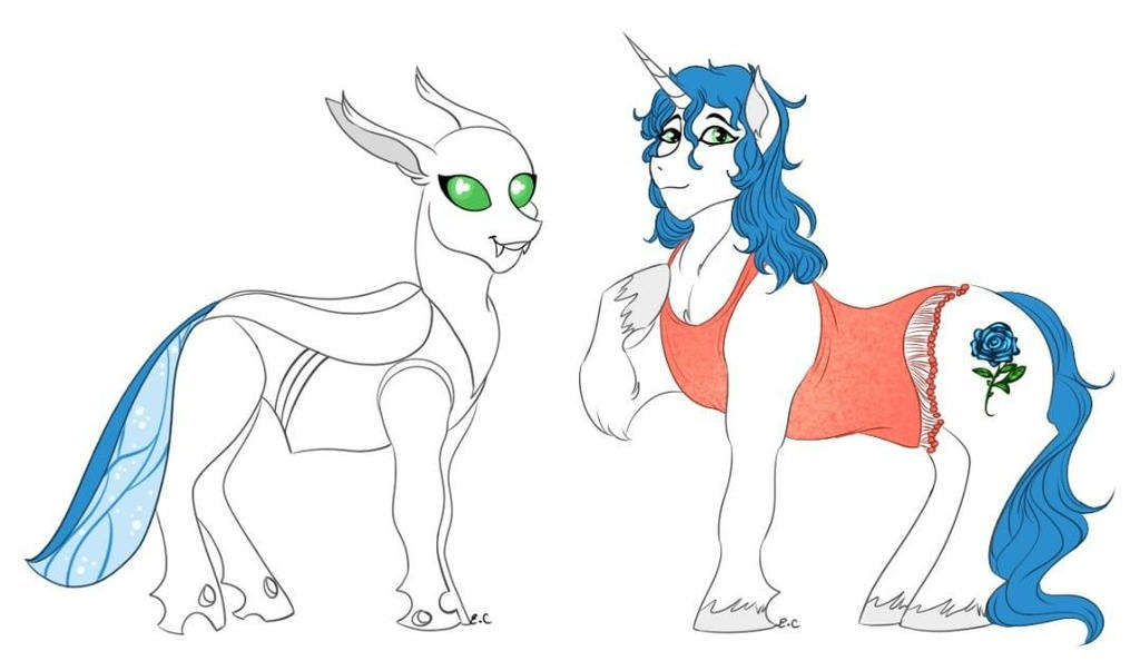 #3590081 - safe, artist:sunflareworks, oc, oc only, oc:blue rose, changedling, changeling ...