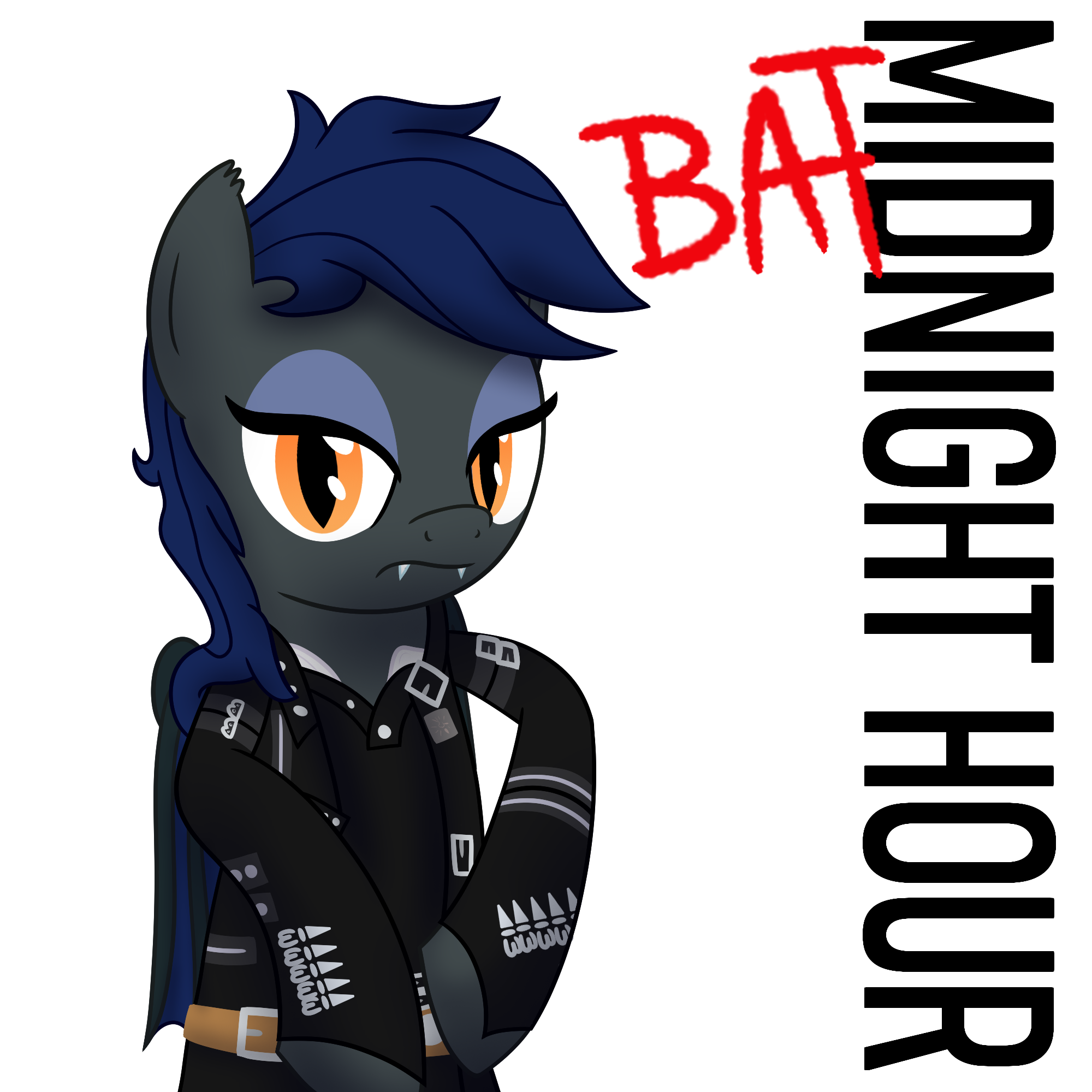 #3578526 - safe, artist:mightyshockwave, oc, oc only, oc:midnight hour, bat pony, album cover ...