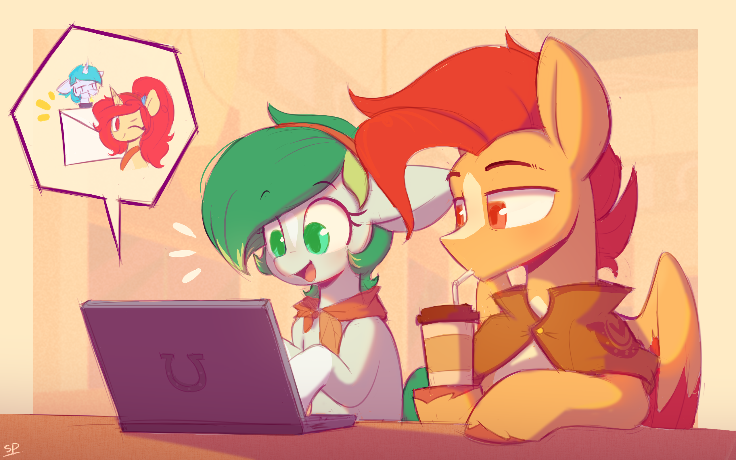 #3590424 - safe, artist:scribble-potato, oc, oc only, oc:ardente winterspark, oc:rosa springtide ...