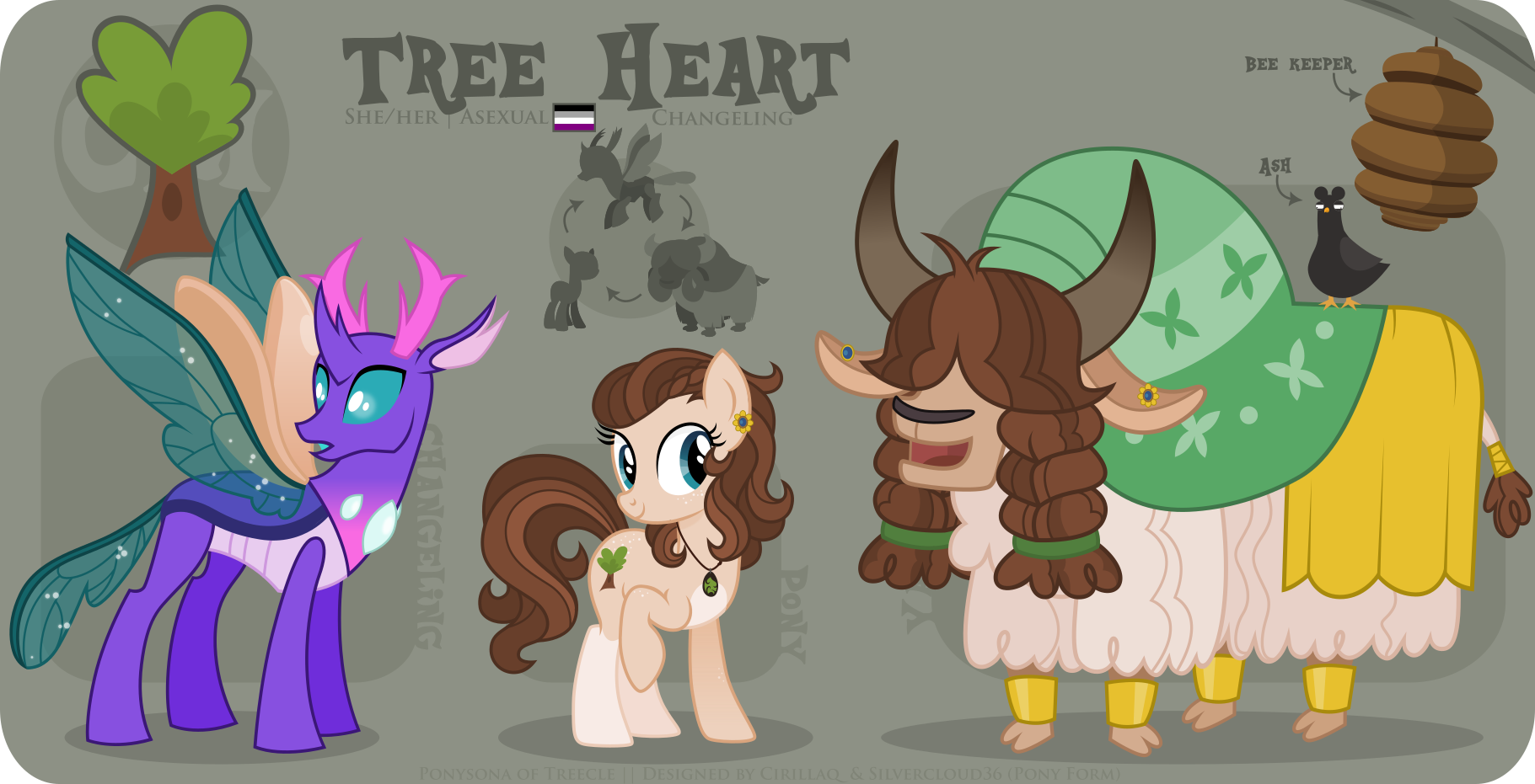 #3591006 - safe, artist:cirillaq, oc, oc only, oc:tree heart, bird, changeling, earth pony ...