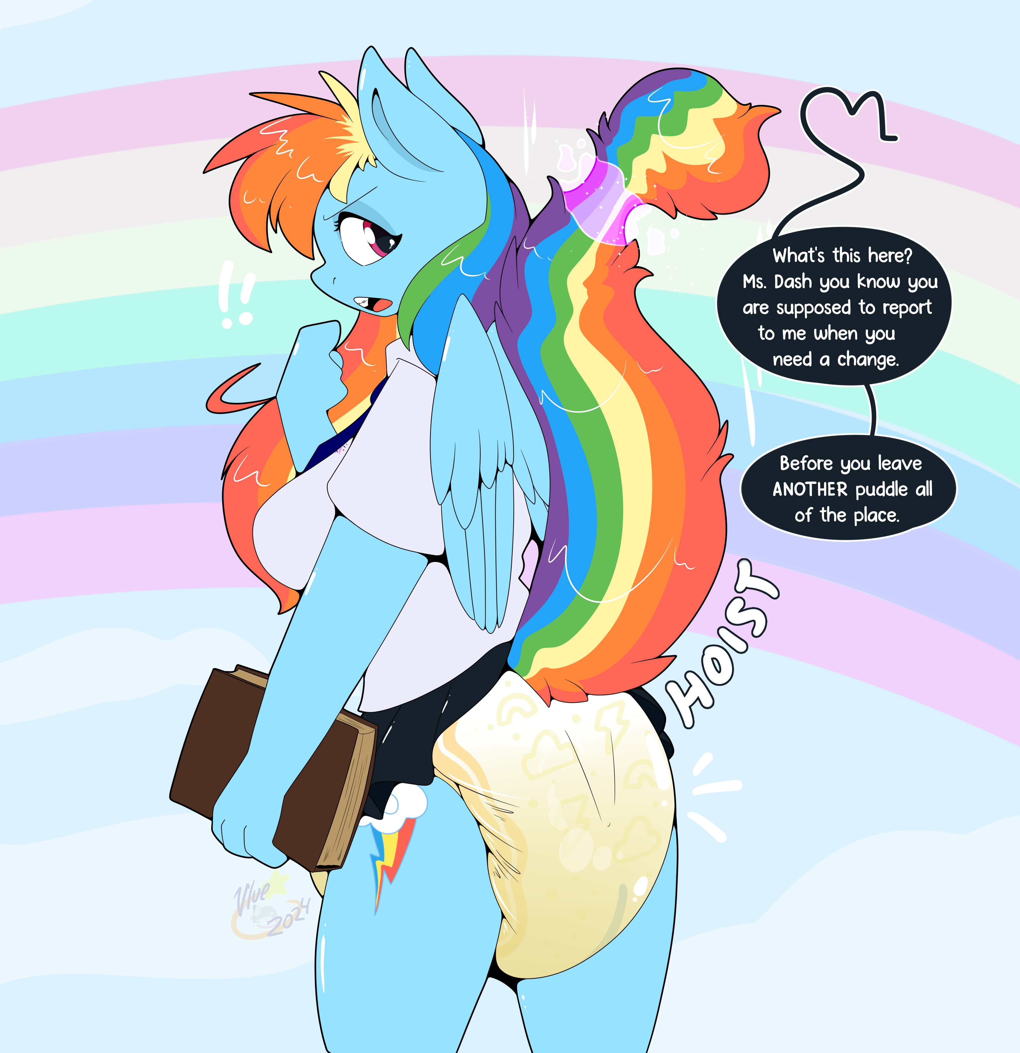 #3591777 - questionable, artist:maynara, rainbow dash, pegasus, anthro, g4, big breasts, book ...