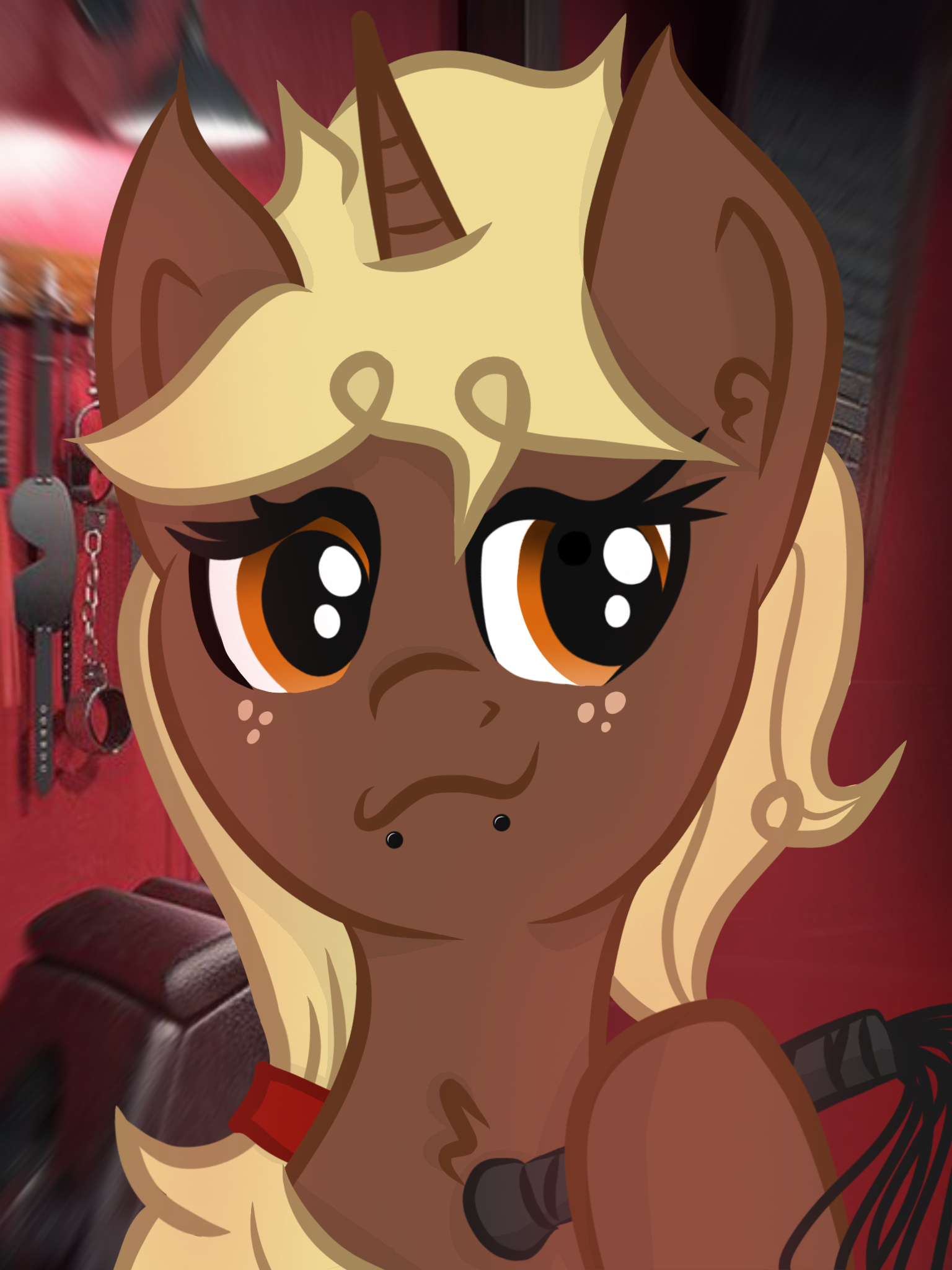 #3592279 - suggestive, artist:tweekstudio, oc, oc:kesha, pony, unicorn, bdsm pack, chest fluff ...