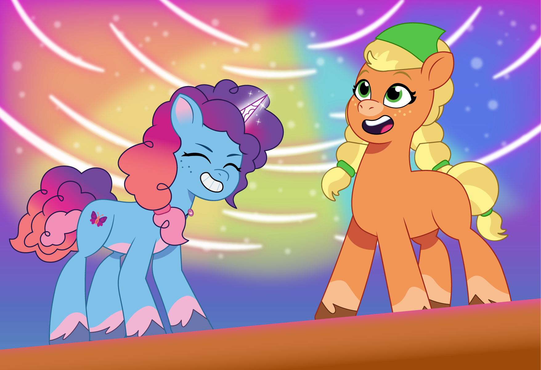 #3592884 - safe, artist:prixy05, misty brightdawn, oc, oc:moss blossom, earth pony, pony ...