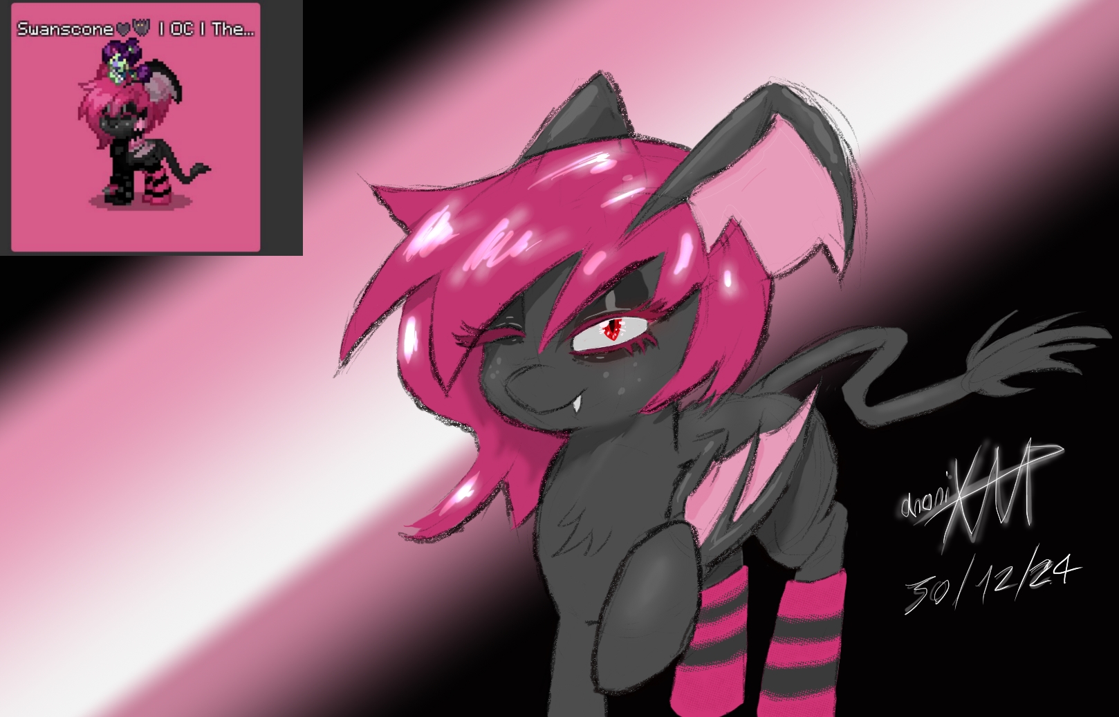 #3592911 - safe, artist:anonixar, oc, oc only, bat pony, pony, pony town, black body, clothes ...