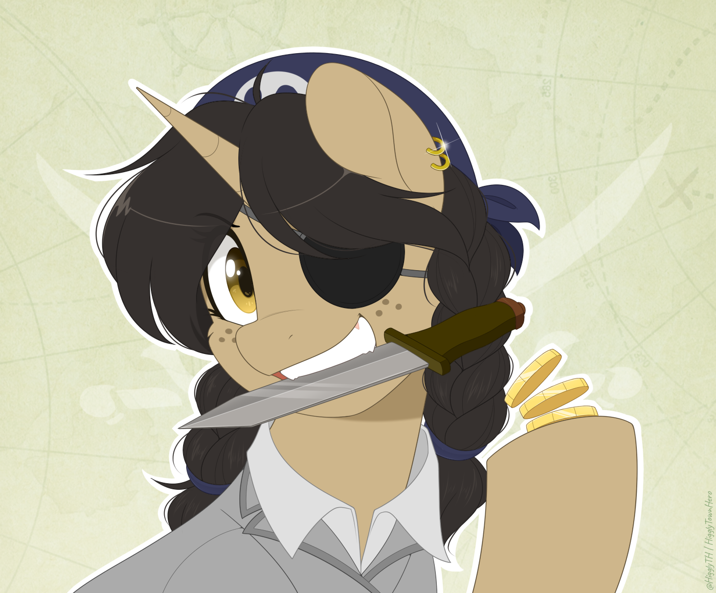 #3593670 - safe, artist:higglytownhero, oc, oc only, oc:barbette, pony, unicorn, bits, braid ...