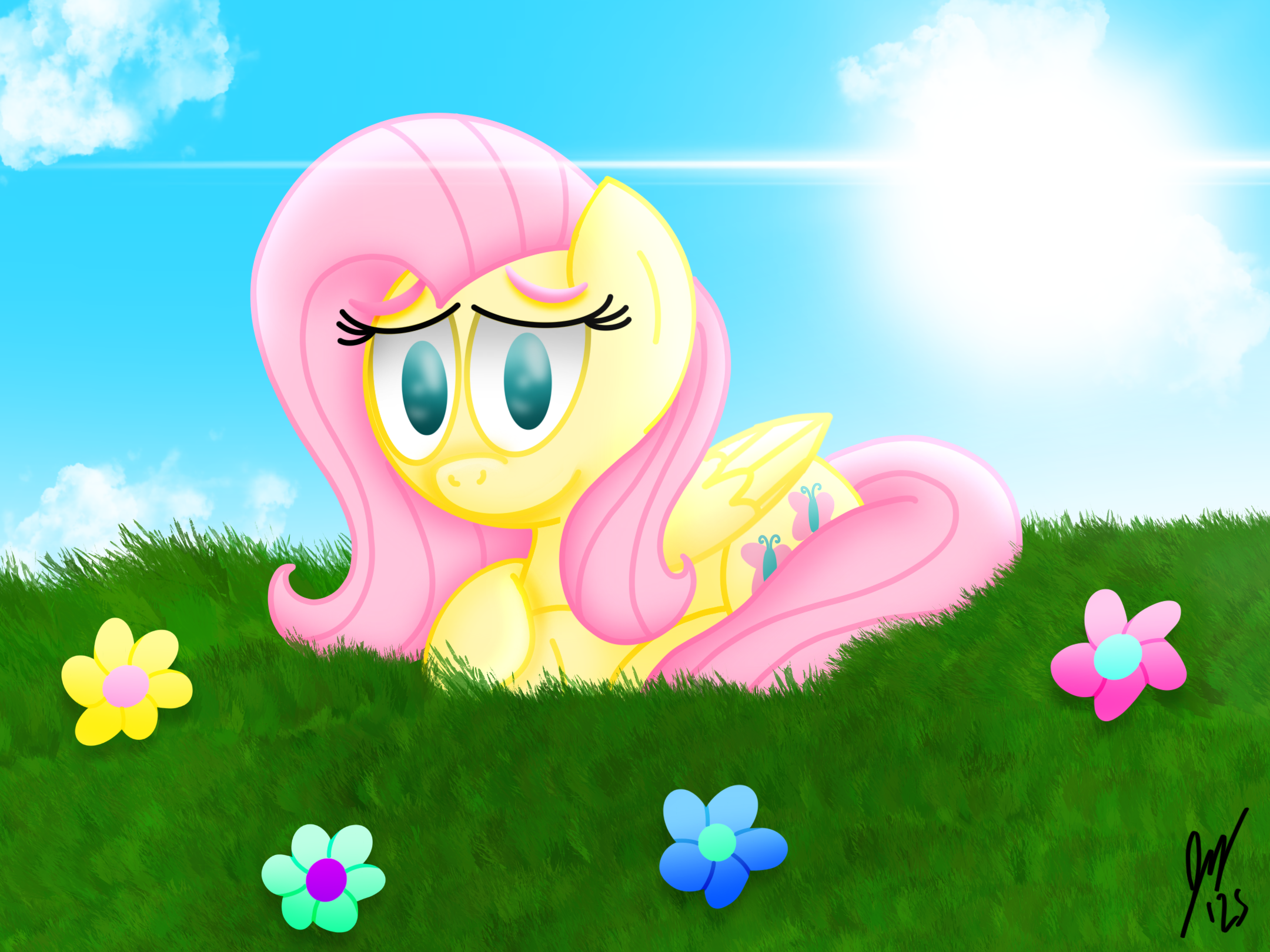 #3595466 - safe, artist:jesslmc16, fluttershy, pegasus, pony, g4, cloud ...