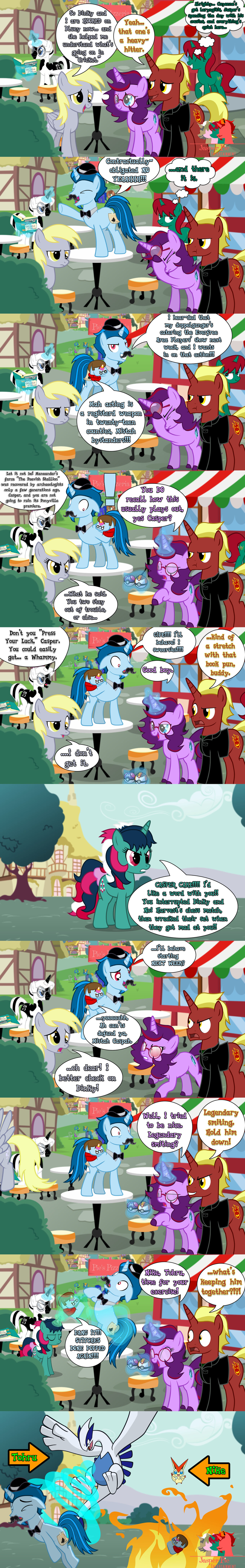 #3596036 - safe, artist:jasperpie, derpy hooves, fizzy, oc, oc:aramau, oc:casper cake, oc:filmer ...