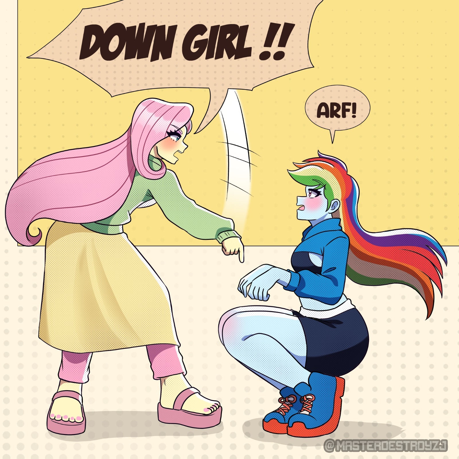 #3579293 - safe, artist:masterdestroyzj, fluttershy, rainbow dash ...