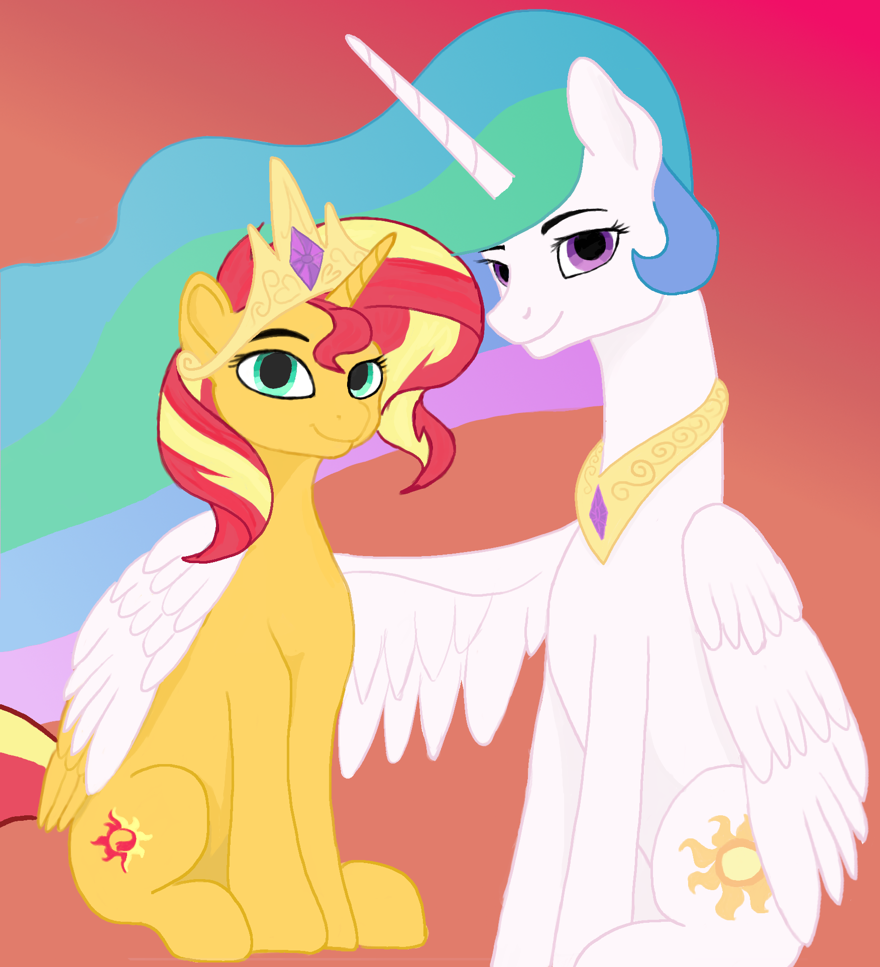 #3579409 - safe, artist:caliperclick, princess celestia, sunset shimmer ...