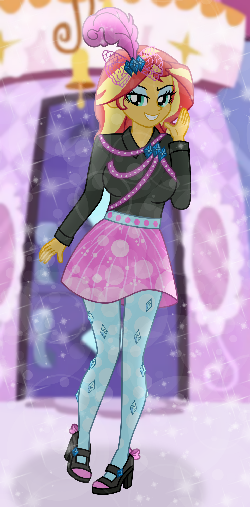 #3579915 - safe, artist:emeraldblast63, sunset shimmer, human, equestria girls, g4, carousel ...