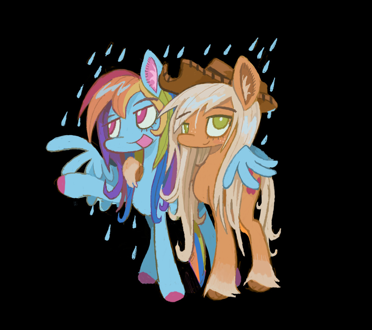 #3596717 - safe, artist:_night_milk, applejack, rainbow dash, earth ...
