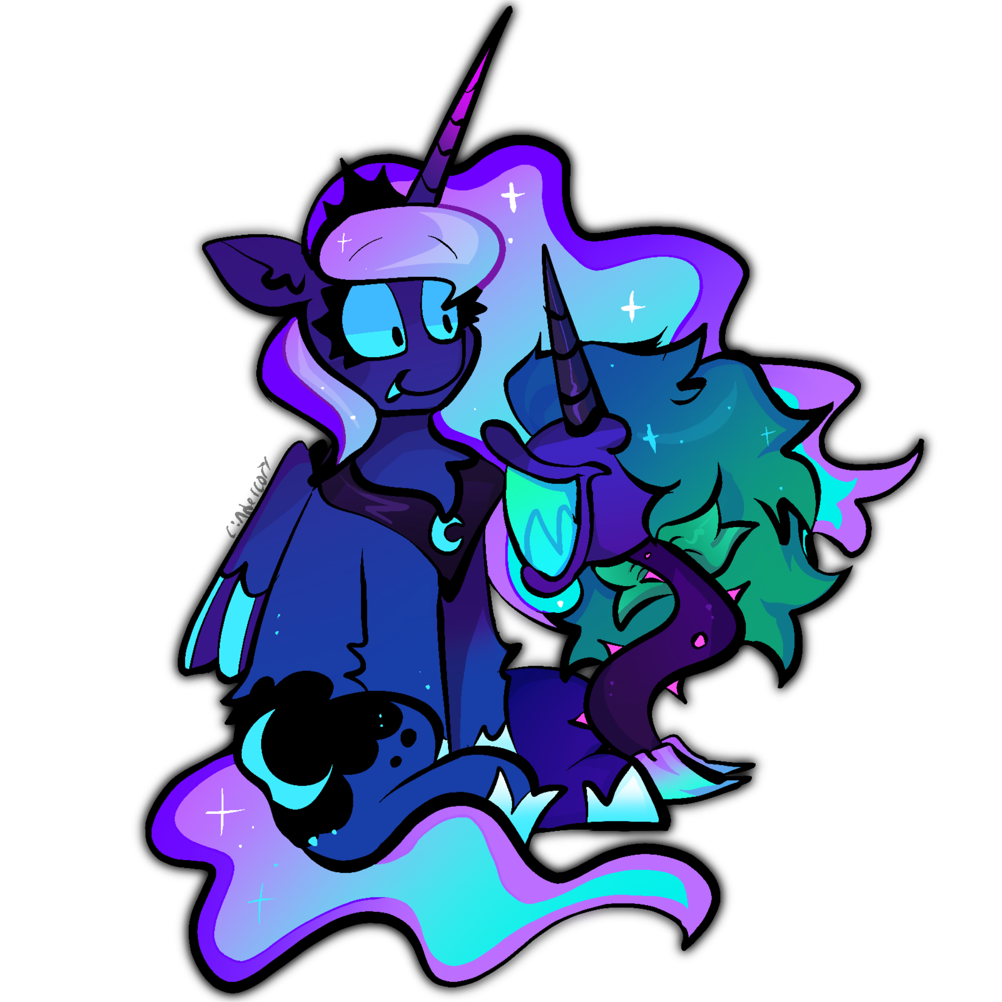 #3580922 - safe, artist:cinderthewolflady, princess luna, alicorn, pony ...