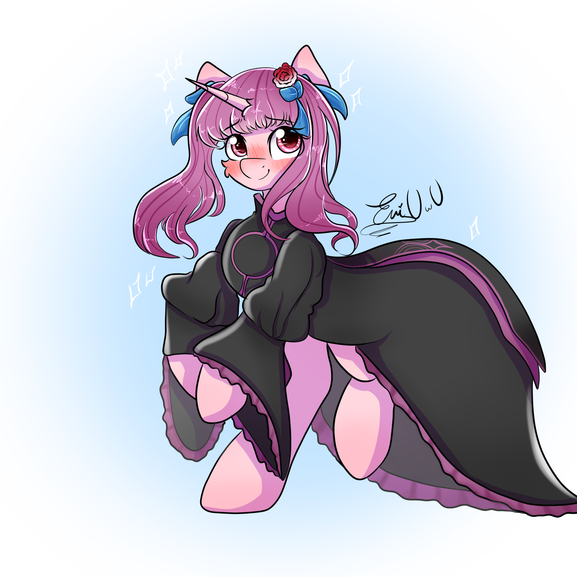 #3581286 - safe, artist:eniartuwu, oc, oc only, pony, unicorn, ascendance of a bookworm, black ...