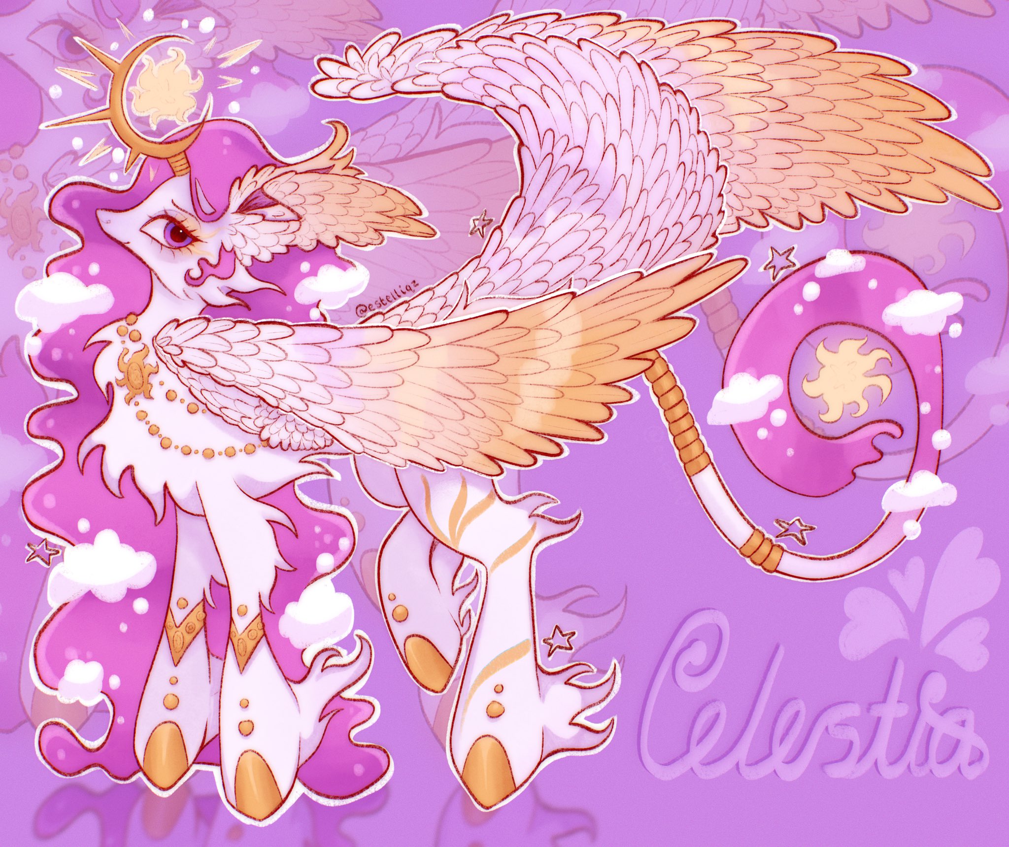 #3581842 - safe, artist:estelliqz, princess celestia, alicorn, pony, g4, alternate design, cheek ...