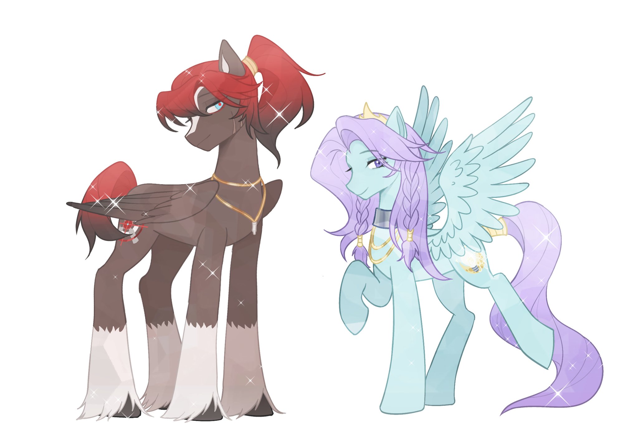 #3581877 - safe, artist:annleaf, oc, oc:barrett rifle, oc:fancies moonwing, crystal pony ...