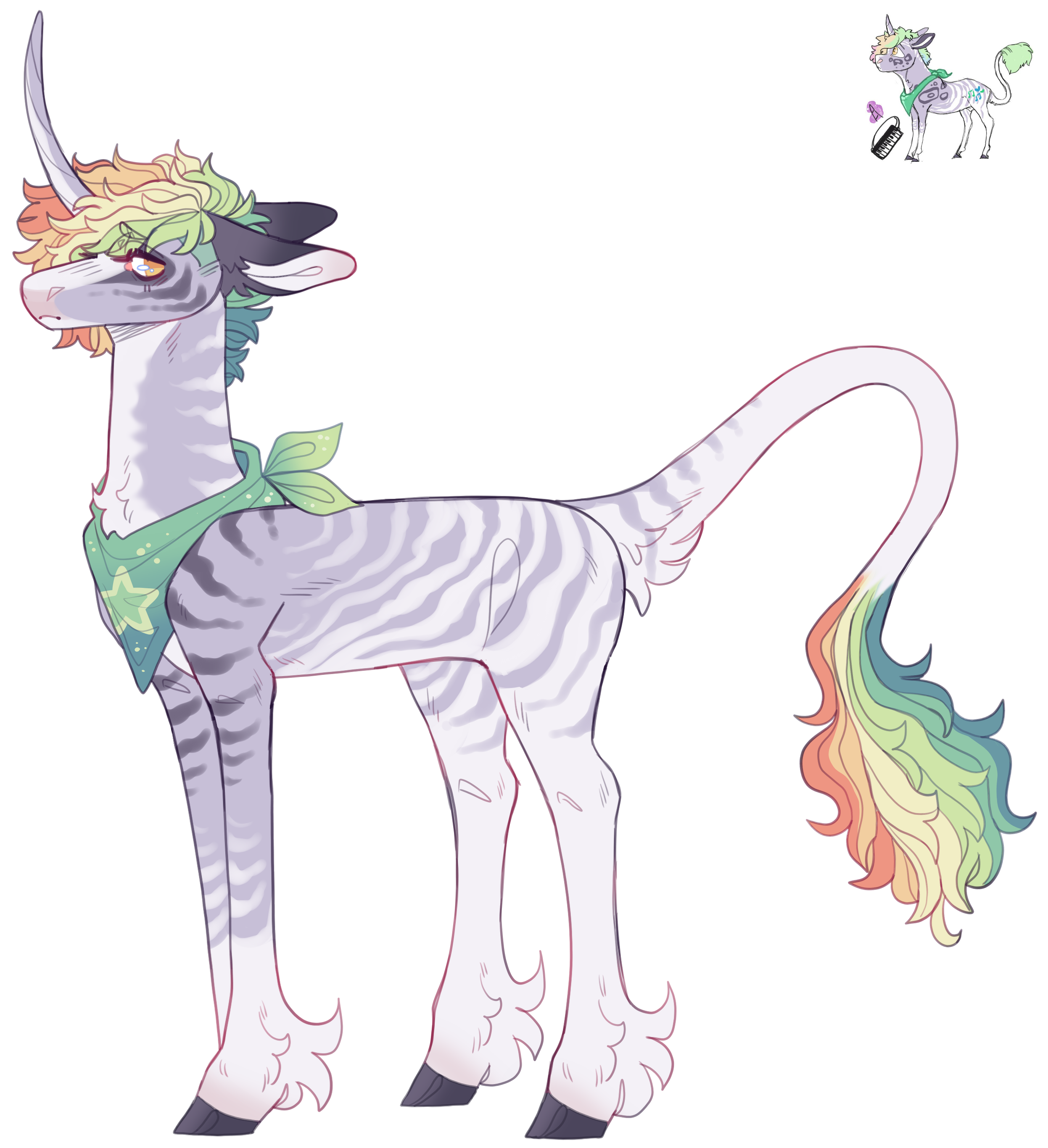 #3582613 - safe, artist:sleepy-nova, oc, oc:melody, hybrid, zebroid, zony, horn, male, simple ...