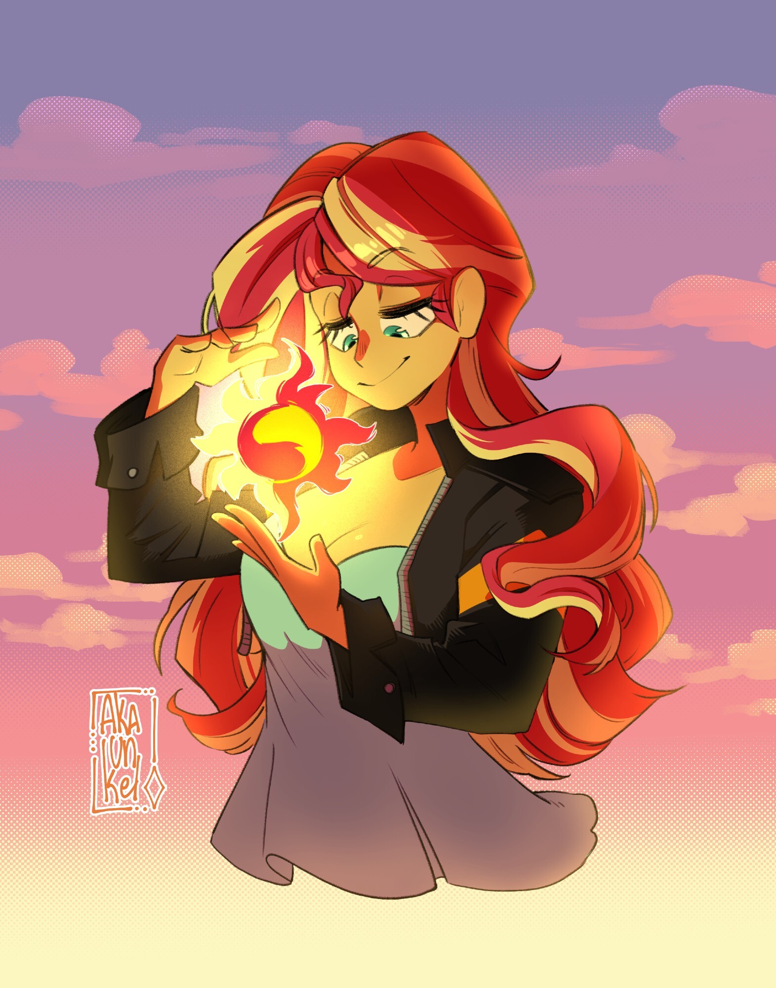 #3582928 - safe, alternate version, artist:akaunkel, sunset shimmer, human, art pack ...