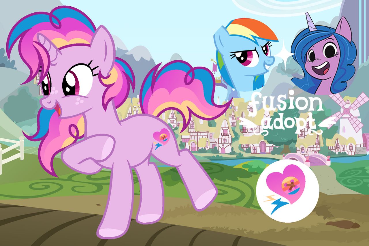 #3583128 - safe, artist:vi45, izzy moonbow, rainbow dash, oc, pony, unicorn, g4, g5, bridge ...