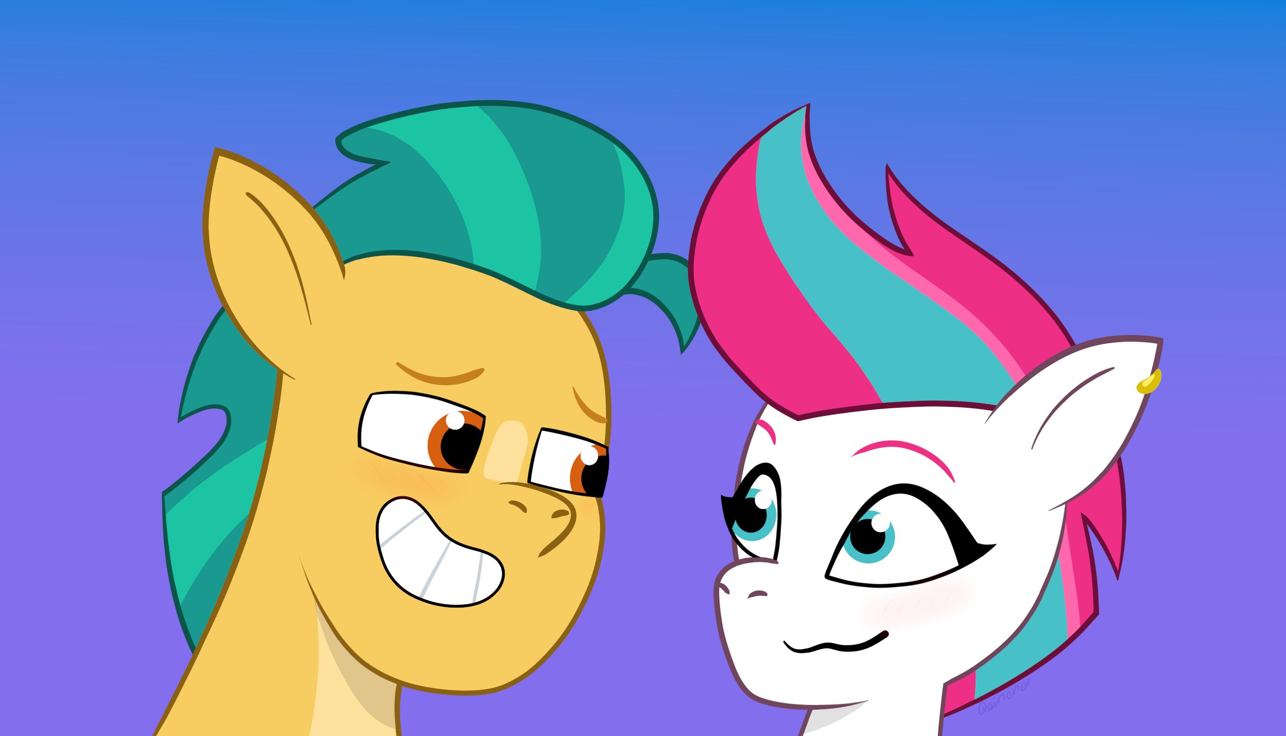 #3583617 - safe, artist:qeinone, hitch trailblazer, zipp storm, earth ...