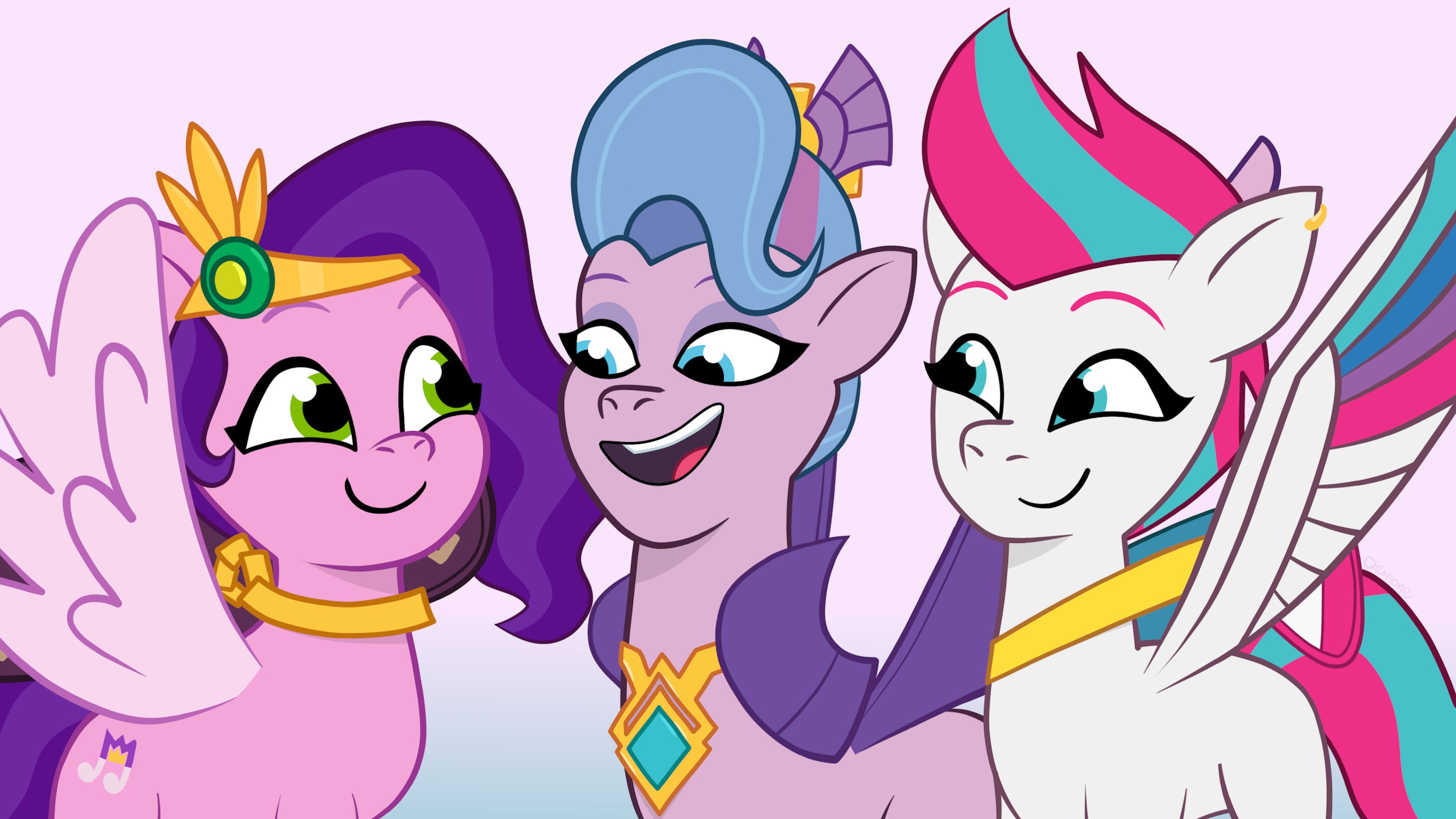 #3603611 - safe, artist:qeinone, pipp petals, queen haven, zipp storm, pegasus, pony, g5, my ...