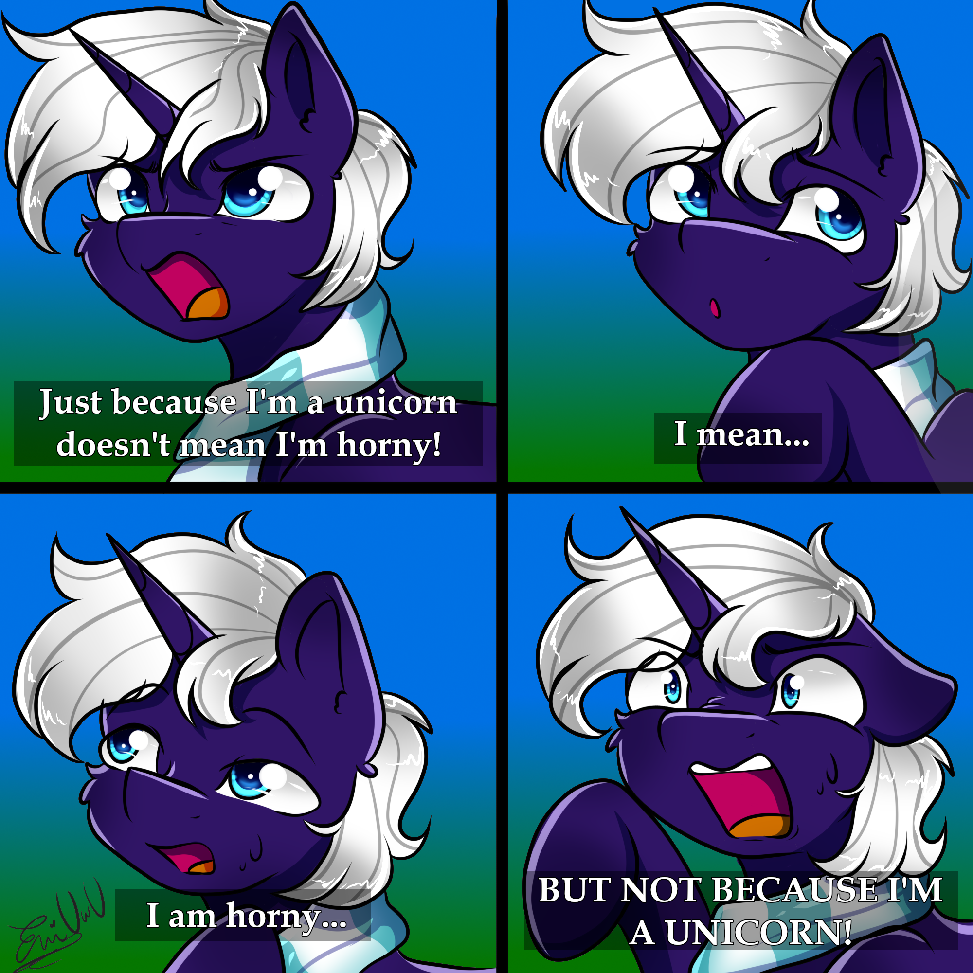 #3604401 - safe, artist:eniartuwu, oc, oc only, oc:night blaze, pony, unicorn, blue eyes ...