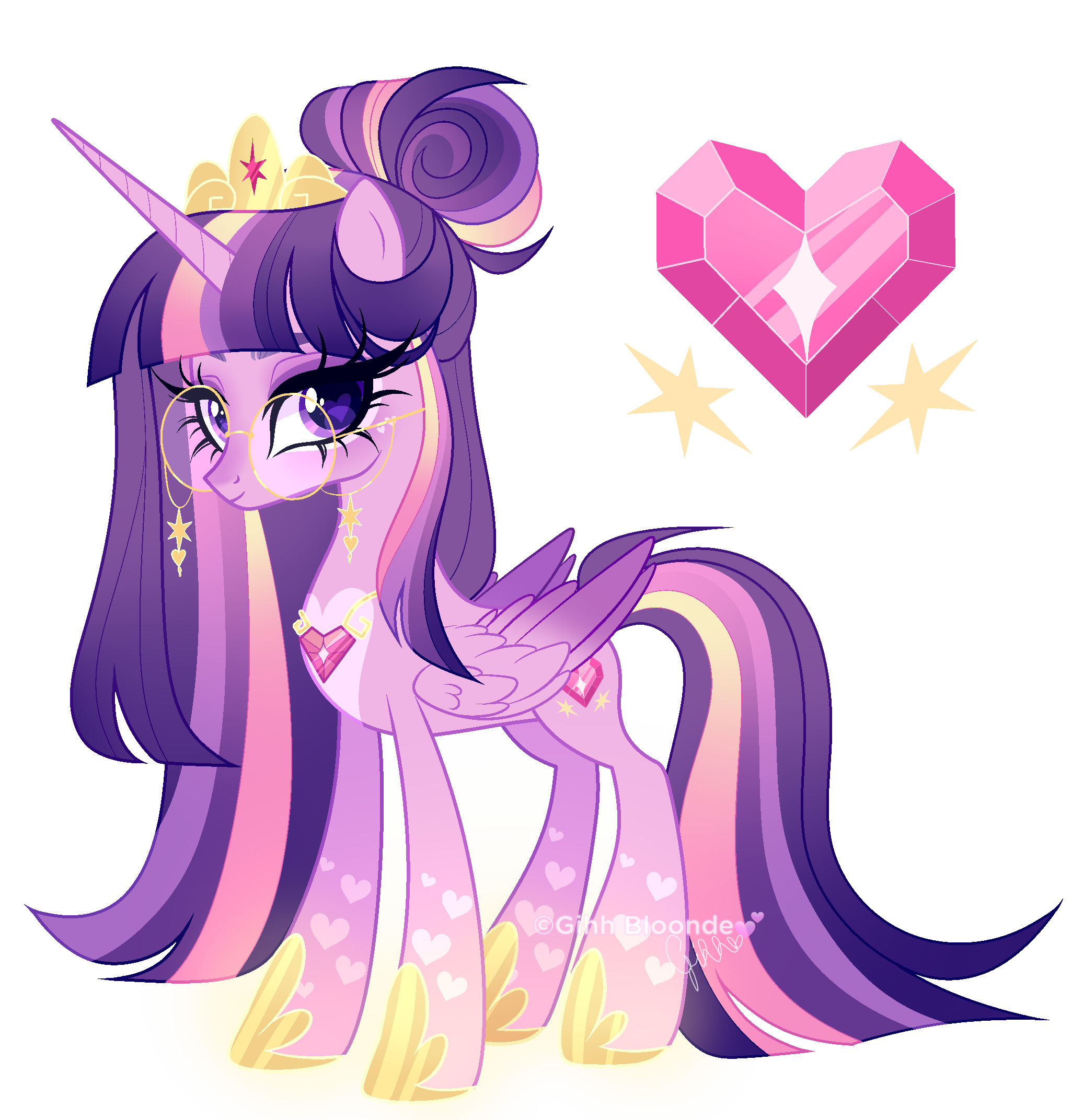 #3604786 - safe, artist:gihhbloonde, oc, oc only, oc:amethyst love, alicorn, pony, fusion ...