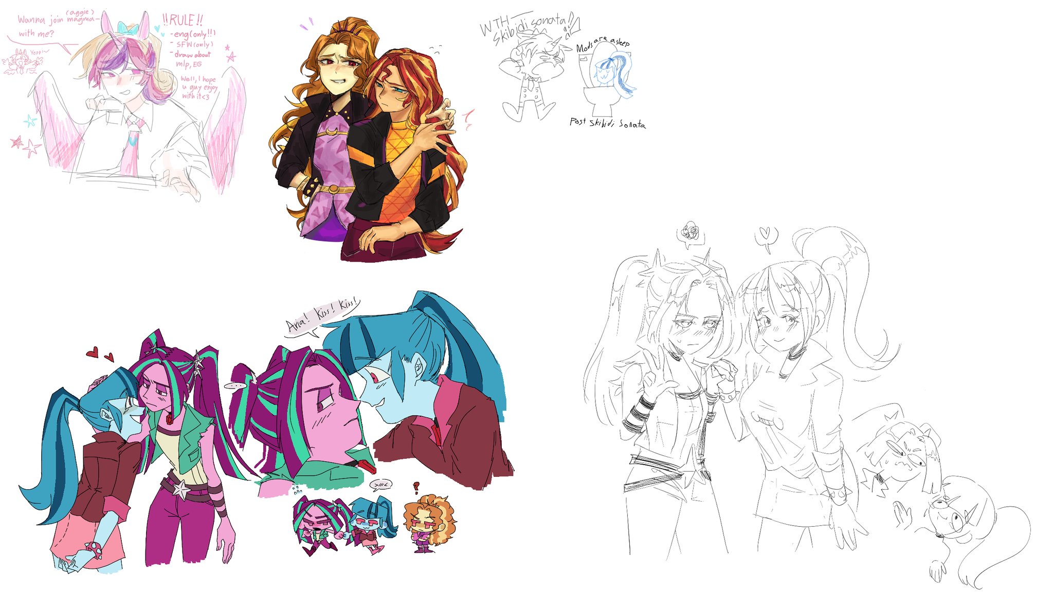 #3606367 - safe, artist:cadence_sniffa, adagio dazzle, aria blaze ...