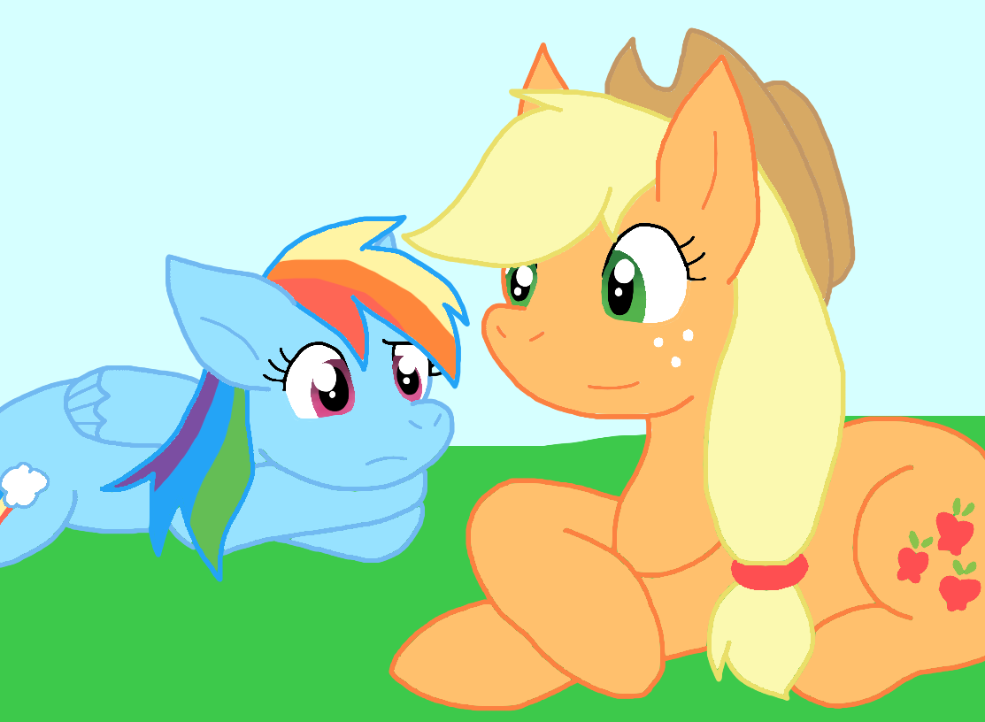 #3606931 - safe, artist:cmara, applejack, rainbow dash, earth pony, pegasus, g4, duo, duo female ...