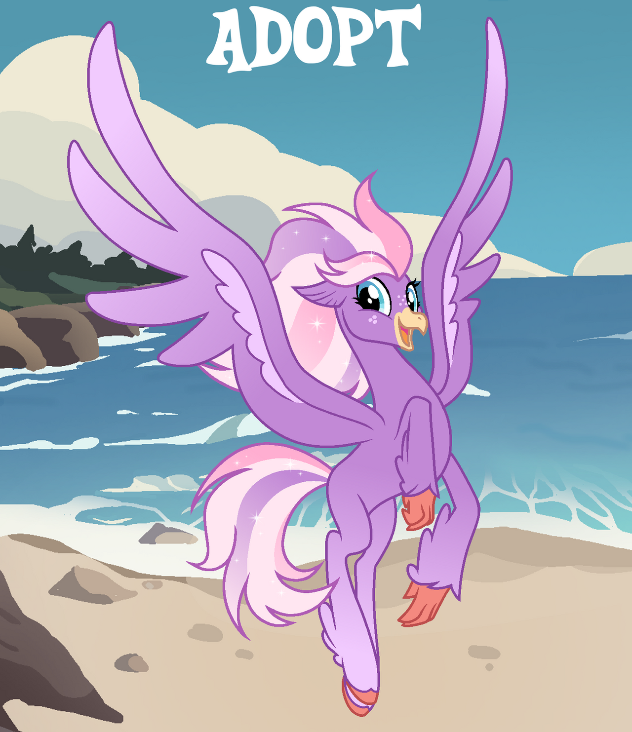 #3607307 - safe, artist:vi45, oc, classical hippogriff, hippogriff, beach, female, solo - Derpibooru