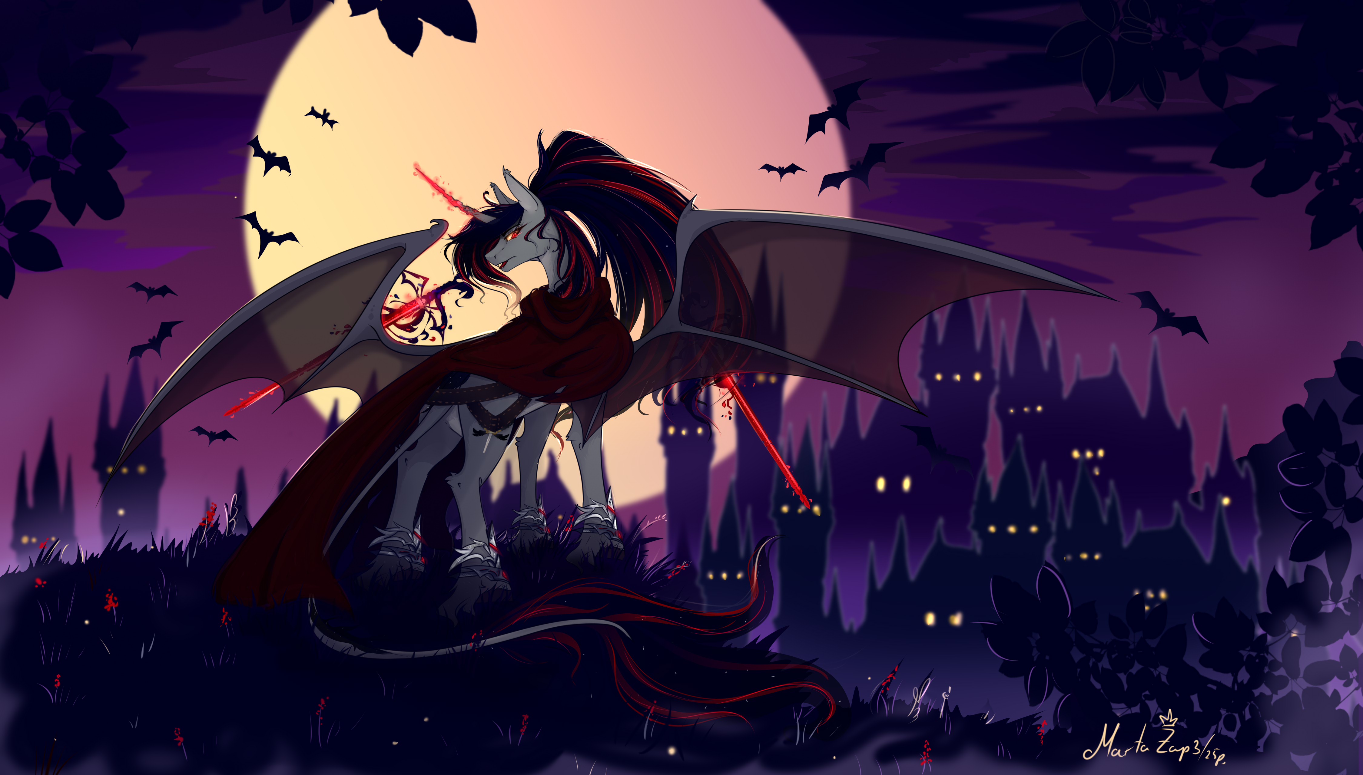 #3607787 - safe, artist:martazap3, oc, oc only, alicorn, bat, bat pony, bat pony alicorn, pony ...