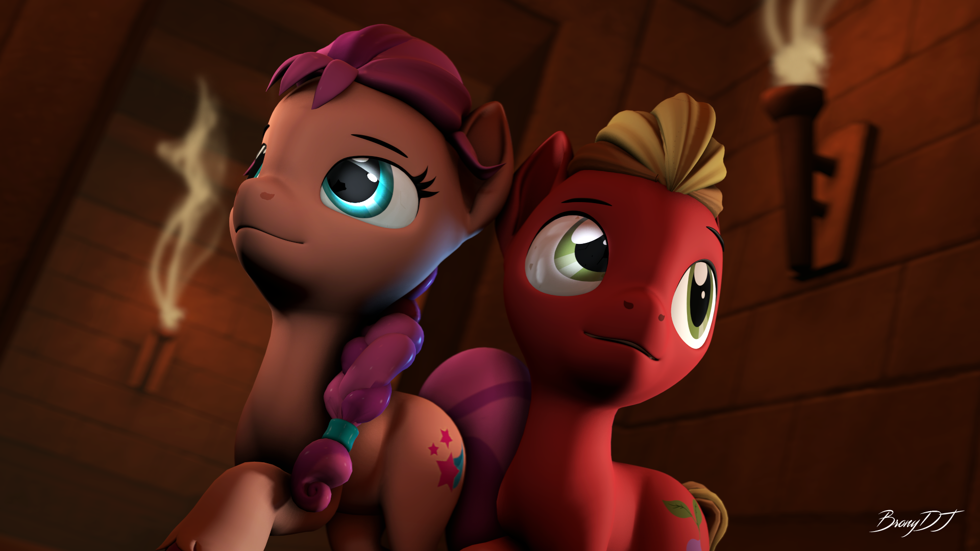 #3607995 - safe, artist:bronydj, sprout cloverleaf, sunny starscout, earth pony, pony, g5, 3d ...