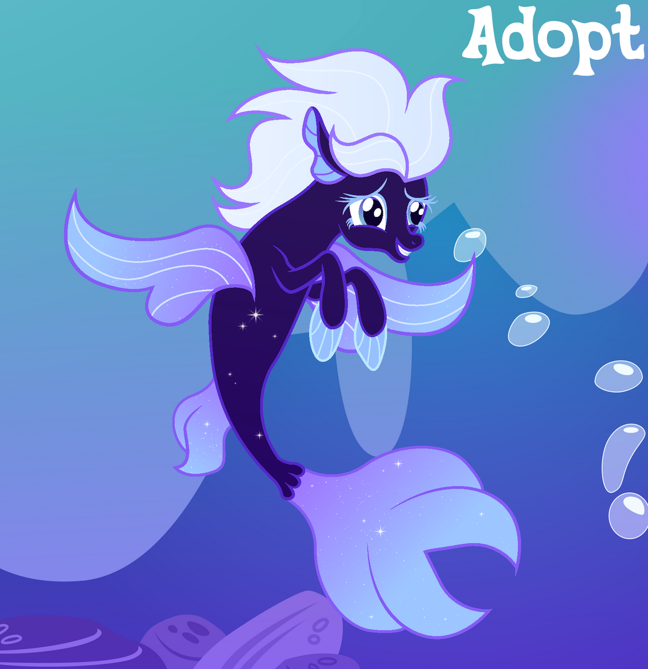 #3608716 - safe, artist:vi45, oc, seapony, bubble, dorsal fin, female, fin wings, fins, fish ...