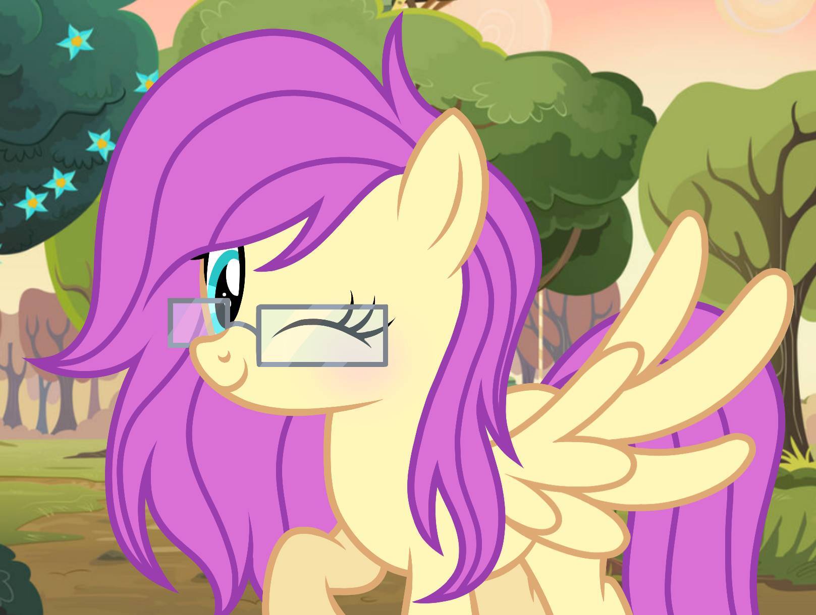 #3608720 - safe, artist:cstrawberrymilk, oc, pegasus, pony, female, glasses, mare, one eye ...