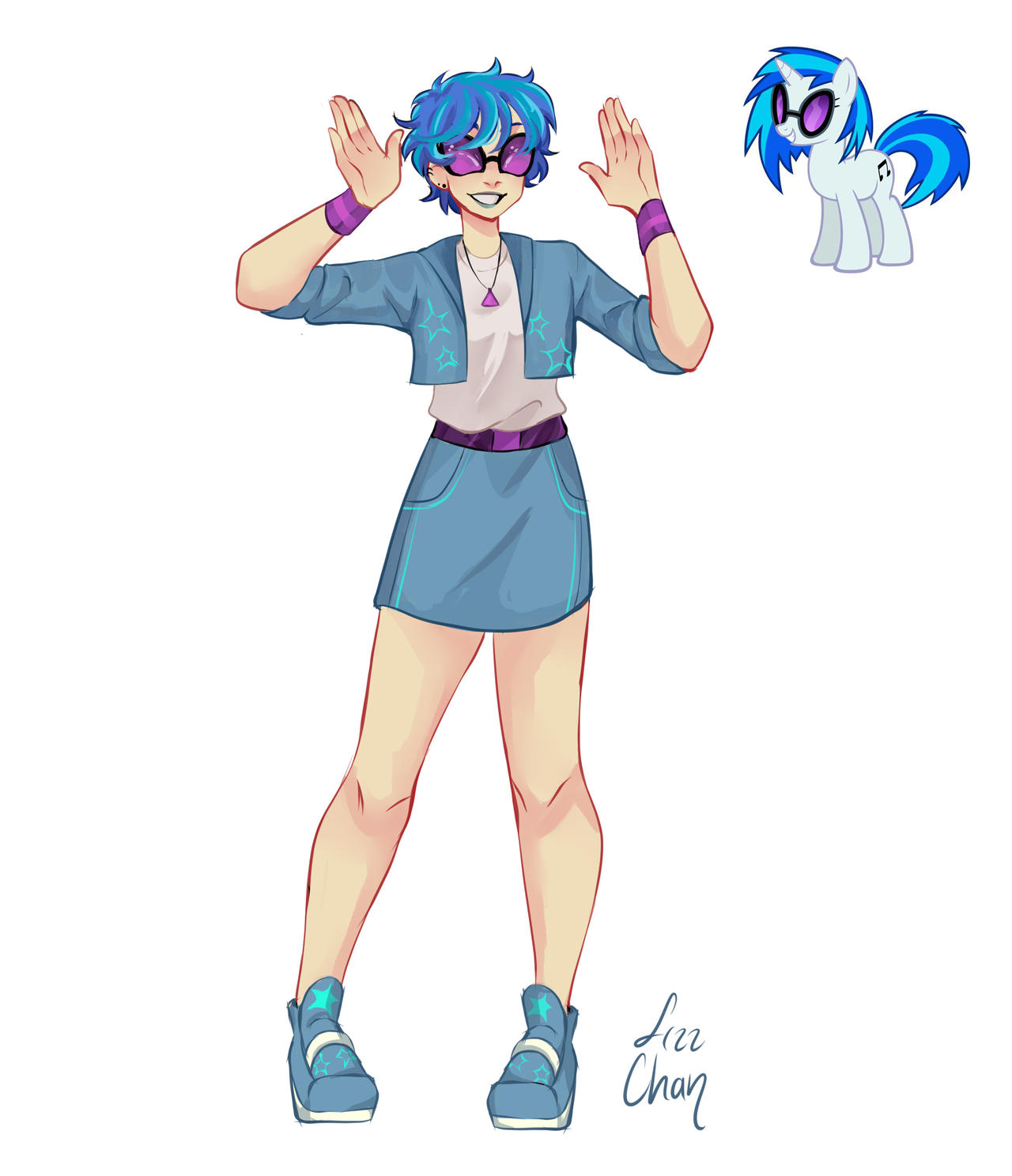 #3608775 - safe, artist:lizzwolfiedraws, dj pon-3, vinyl scratch, human ...