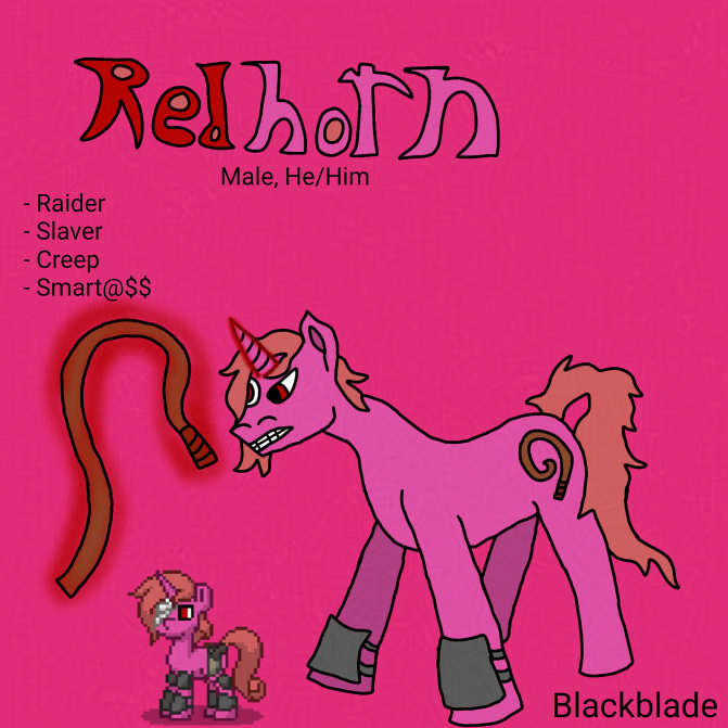 #3608838 - safe, artist:blackblade360, oc, oc only, oc:red horn, unicorn, ashes town, fallout ...