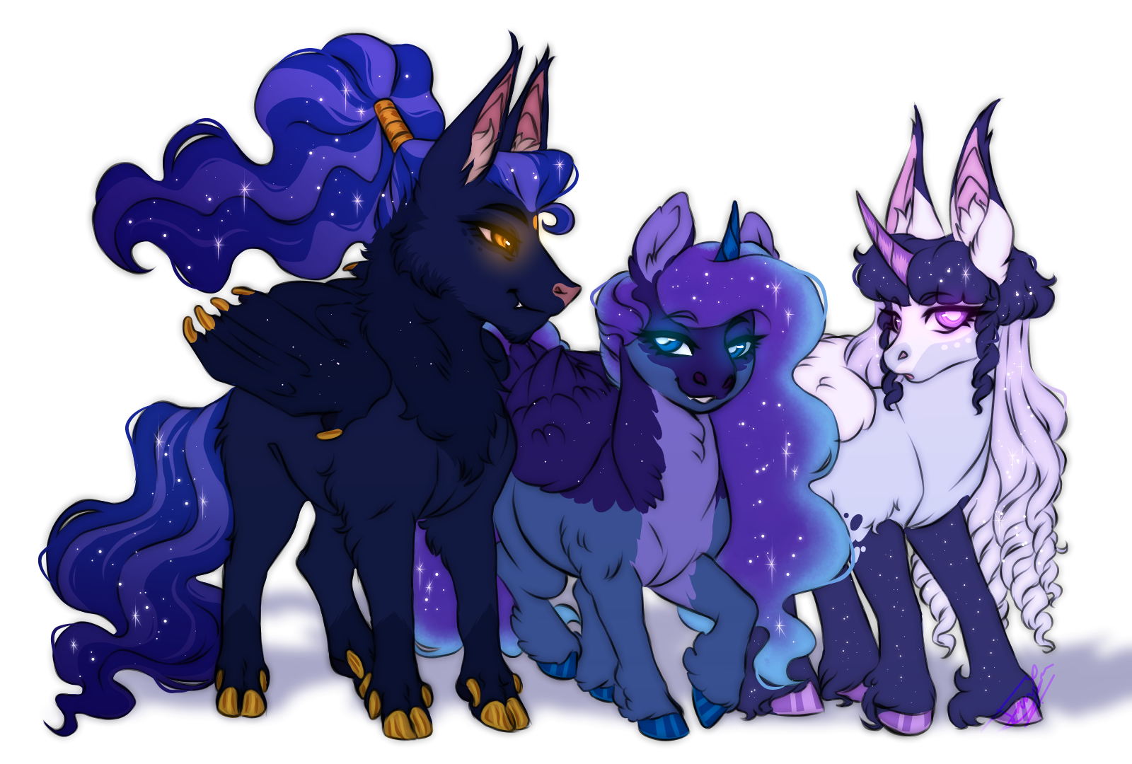 #3609263 - safe, artist:theartfox2468, princess luna, oc, oc:aurora ...