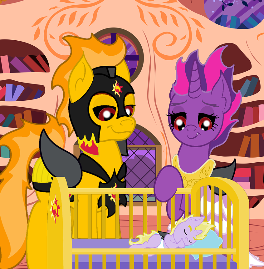 #3611078 - safe, artist:bbbhuey, flash sentry, twilight sparkle, oc, oc:star cross, alicorn ...