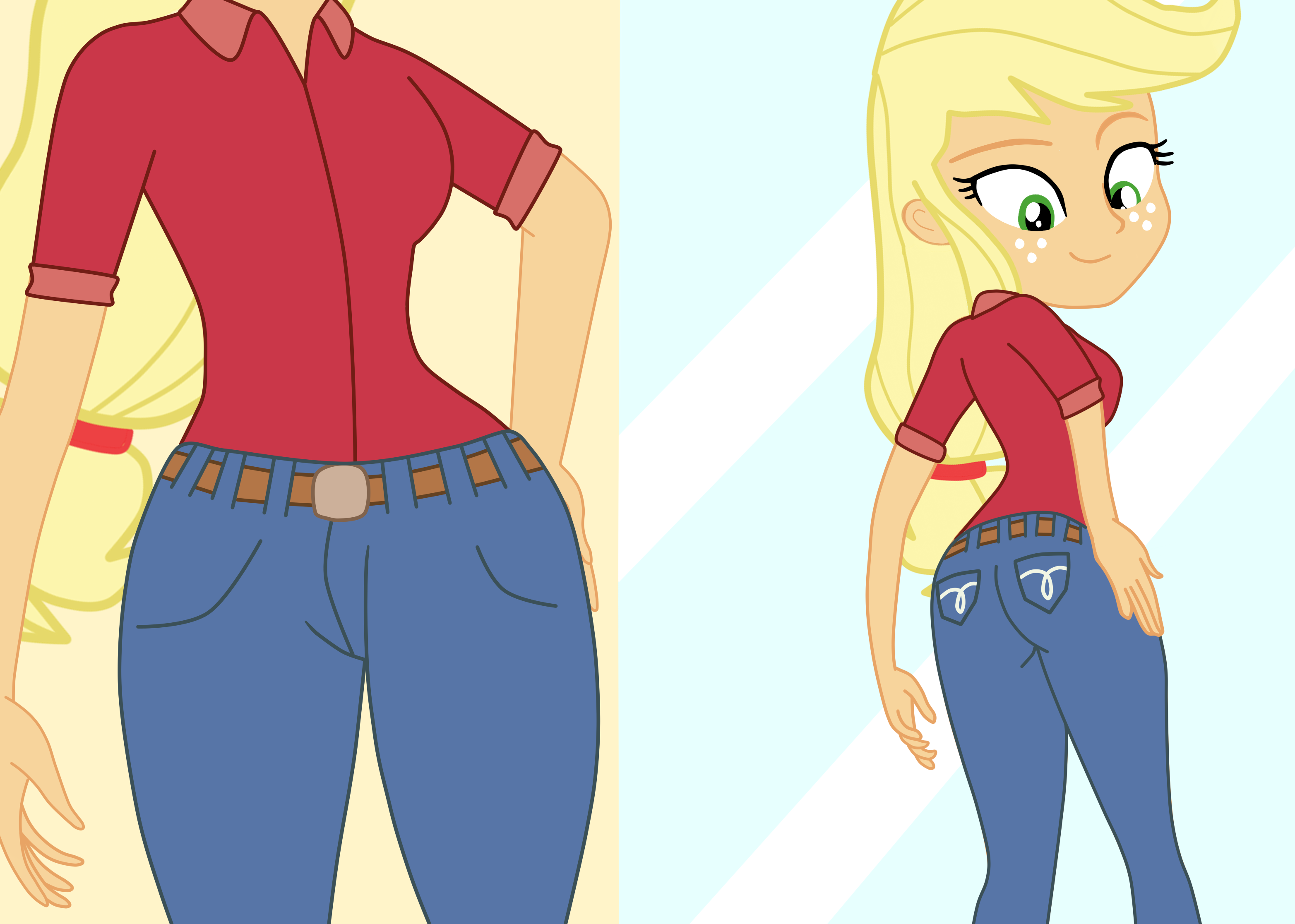 #3611883 - safe, artist:gmaplay, applejack, human, equestria girls, g4, applebutt, butt, looking ...