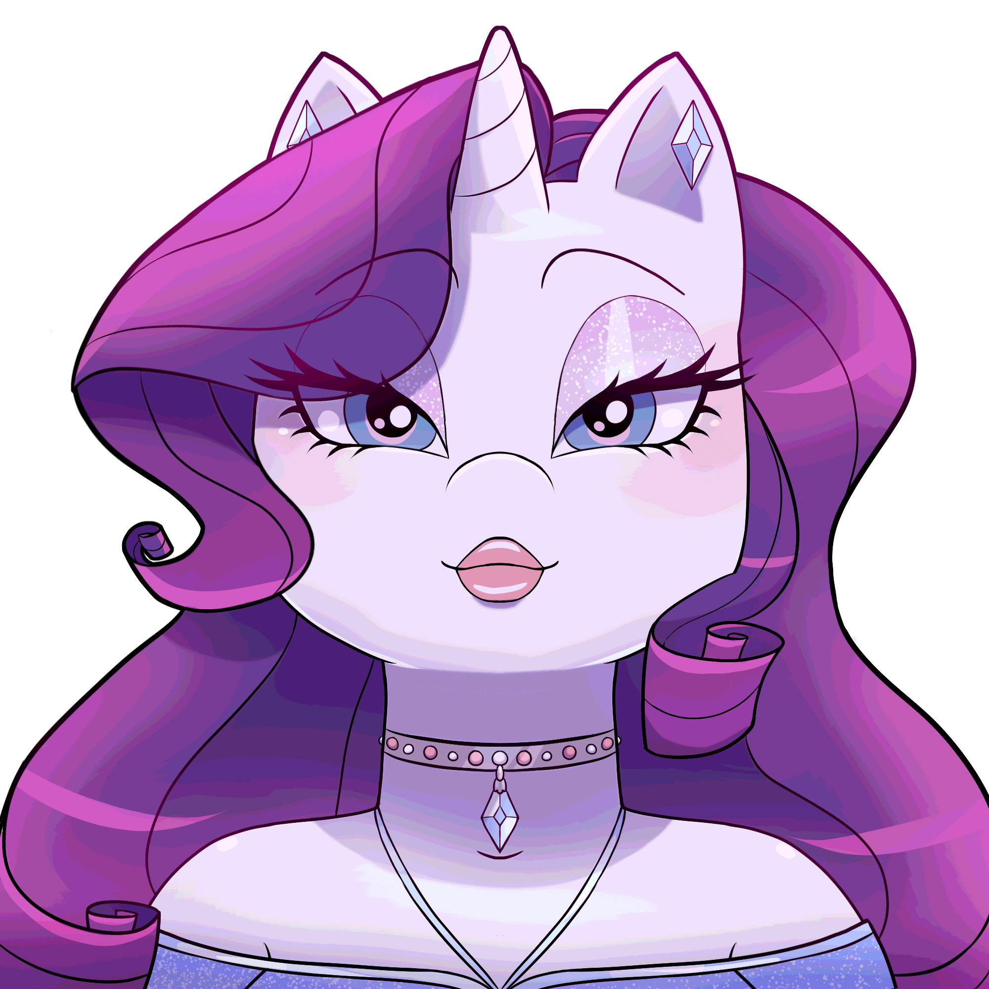 #3613681 - safe, artist:xconito, rarity, unicorn, anthro, g4, alternate hairstyle, alternate ...