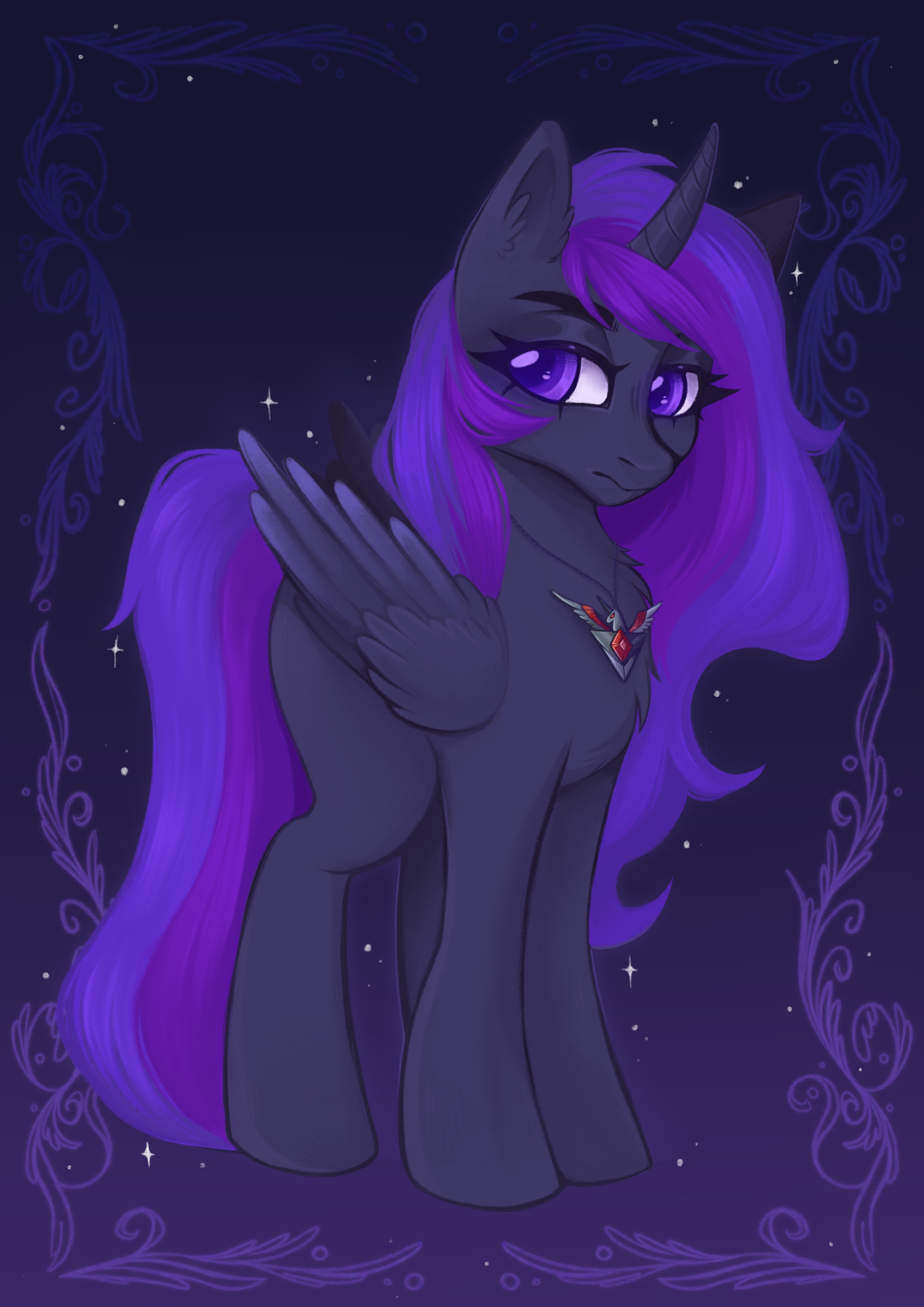 #3598578 - safe, artist:faelitha, oc, oc only, oc:shadow star, alicorn, alicorn amulet, art ...